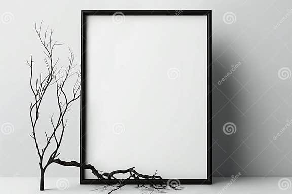 Dry Branches of Tree Roots Frame an Empty Frame. Mockup. AI Generated ...