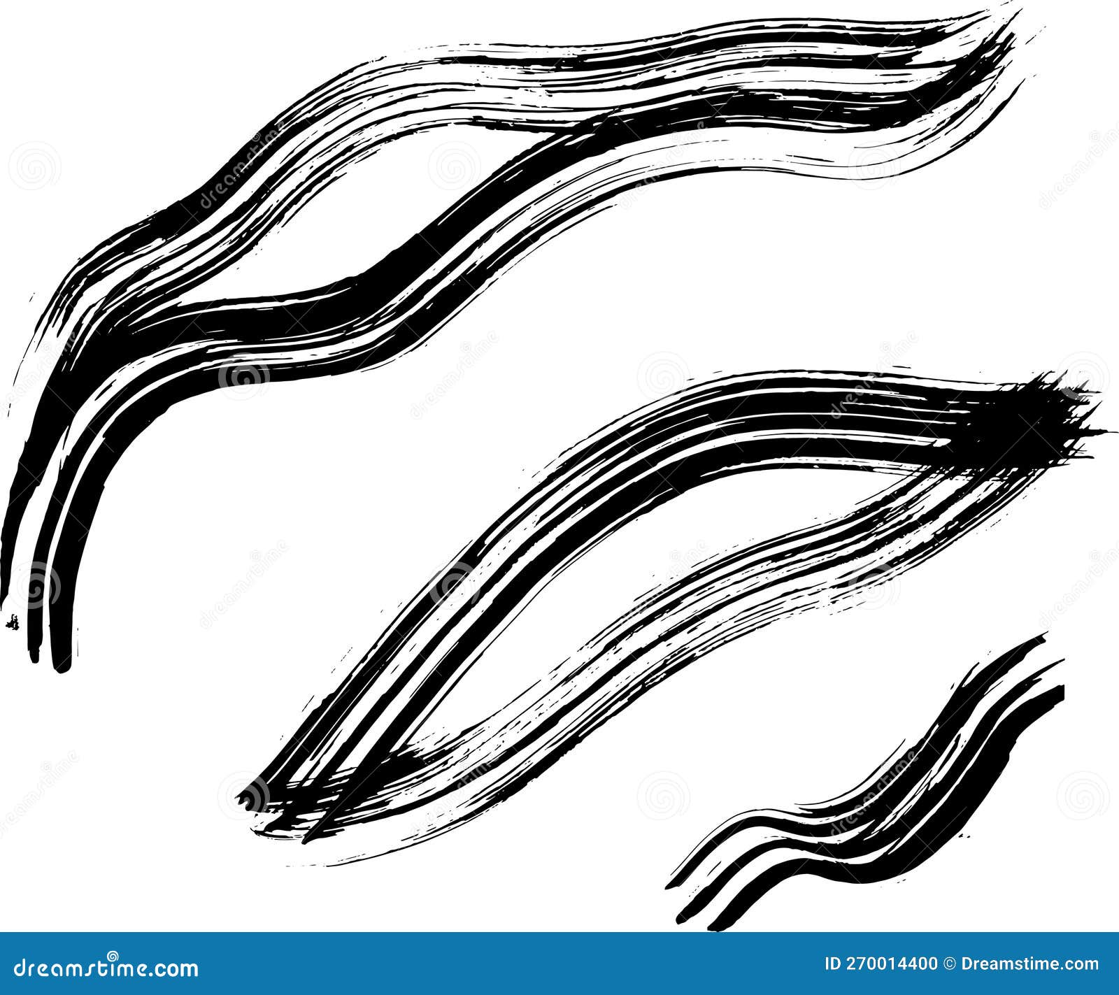 Dry Brush Strokes Vector Grunge Set Stock Vector - Illustration of handwritten, stroke: 270014400