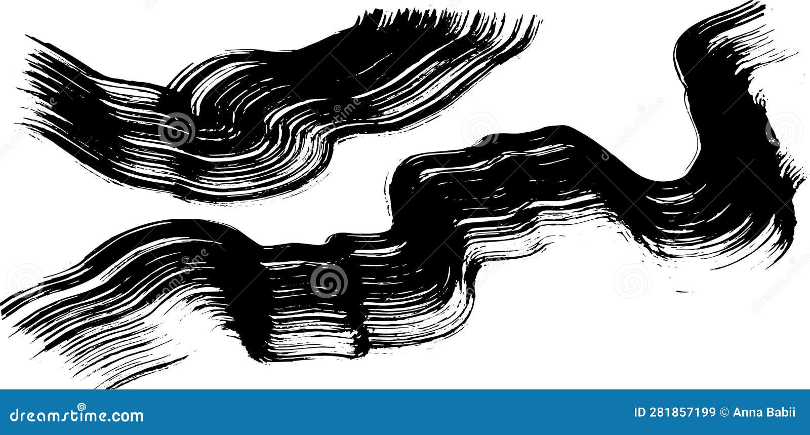 Dry Brush Wave Stroke Element Stock Vector - Illustration of textured ...