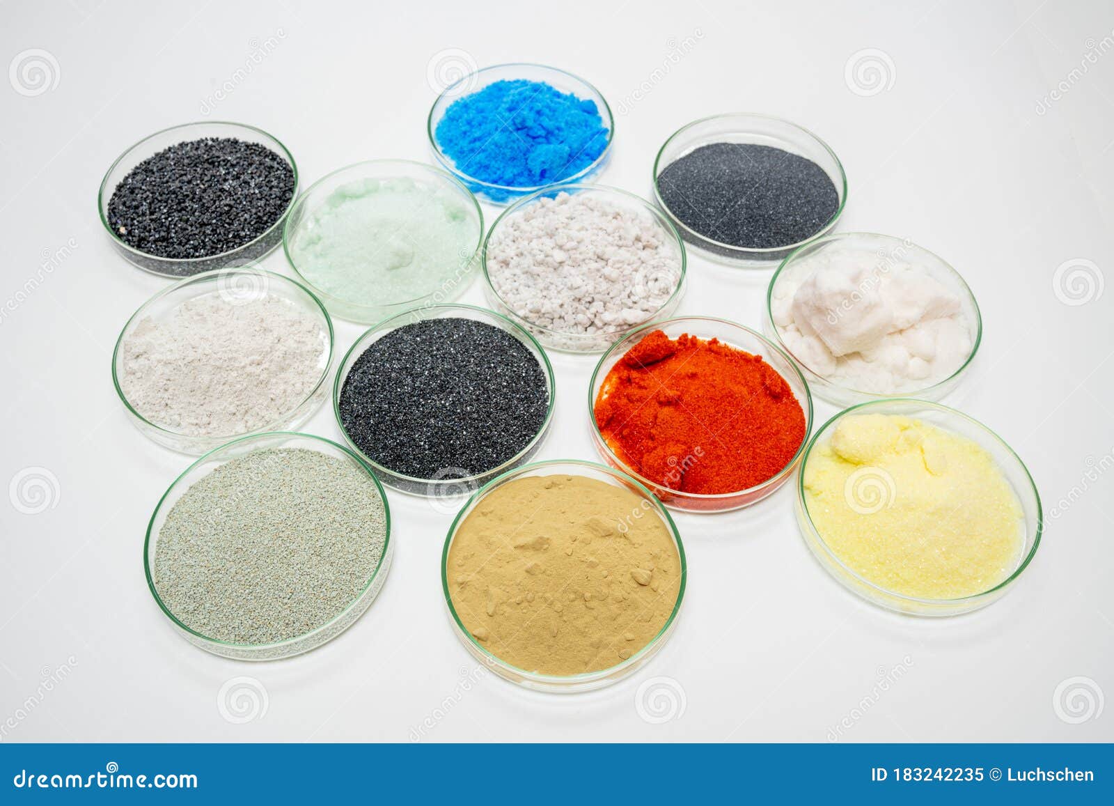 Dry bulk chemical elements stock image. Image of science - 183242235
