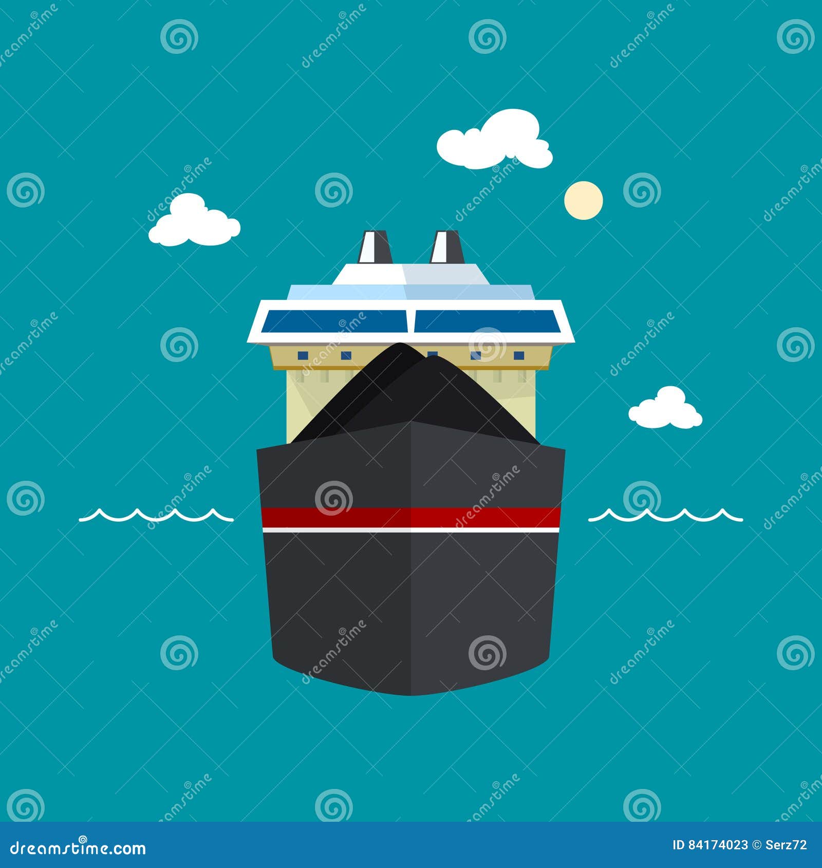 Dry Cargo Ship, Front View stock vector. Illustration of business ...