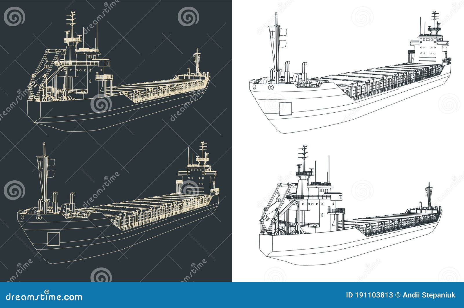 Dry cargo ship outline stock vector. Illustration of maritime - 191103813