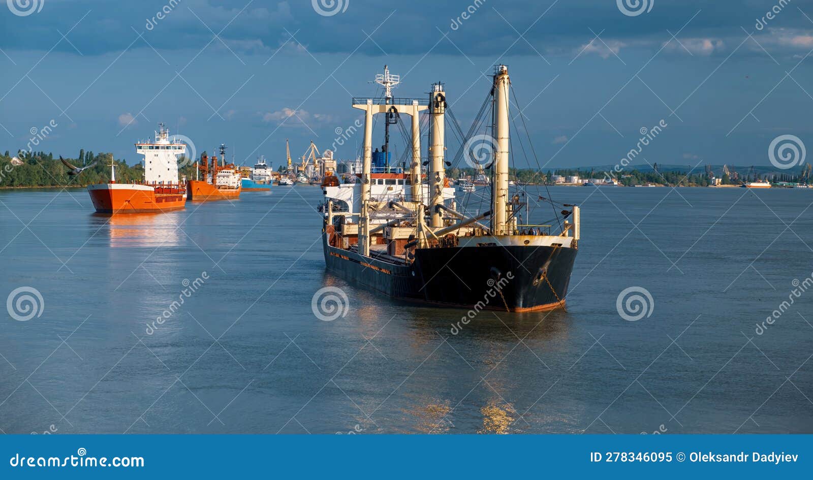 Dry-cargo Ships Stand Anchored in the Roadstead Awaiting Loading Stock ...