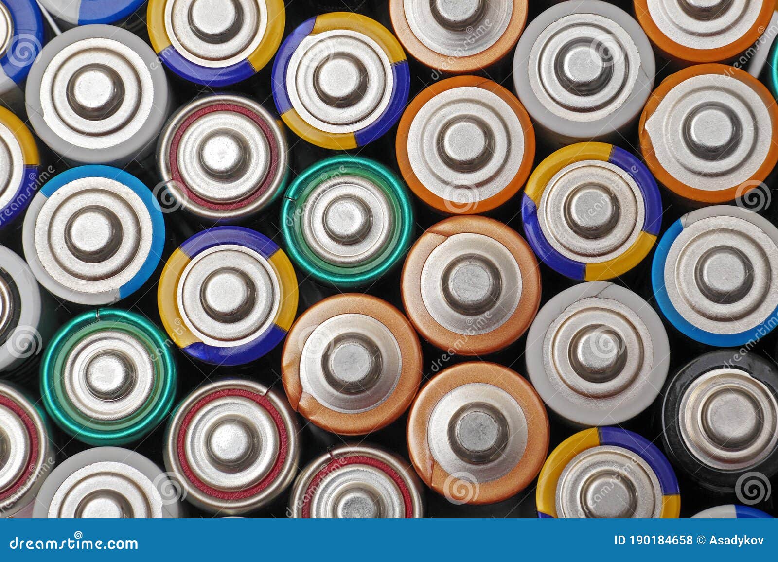 Dry Cells AA Baterries Positive Terminals Background Stock Photo ...