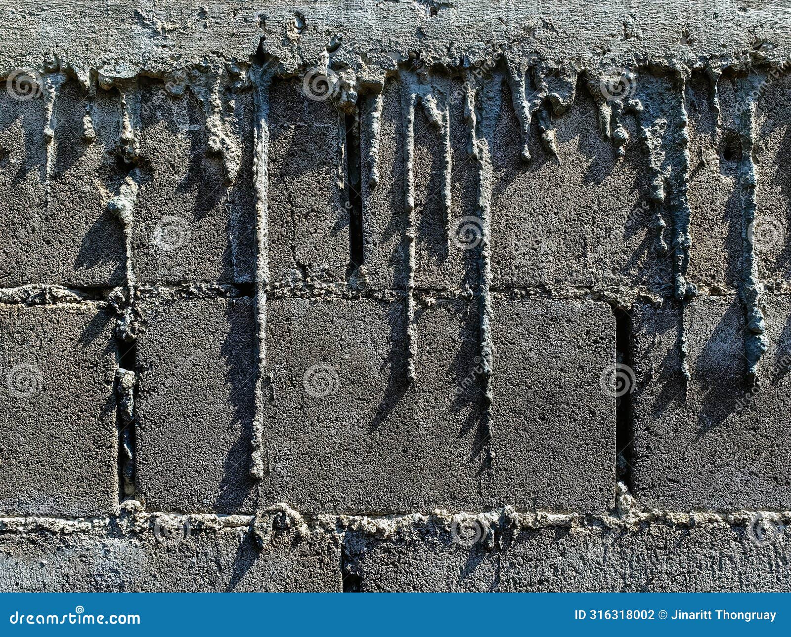 Dry Cement Drips on Bricks Wall. Mortar Dripping and Running Down the ...