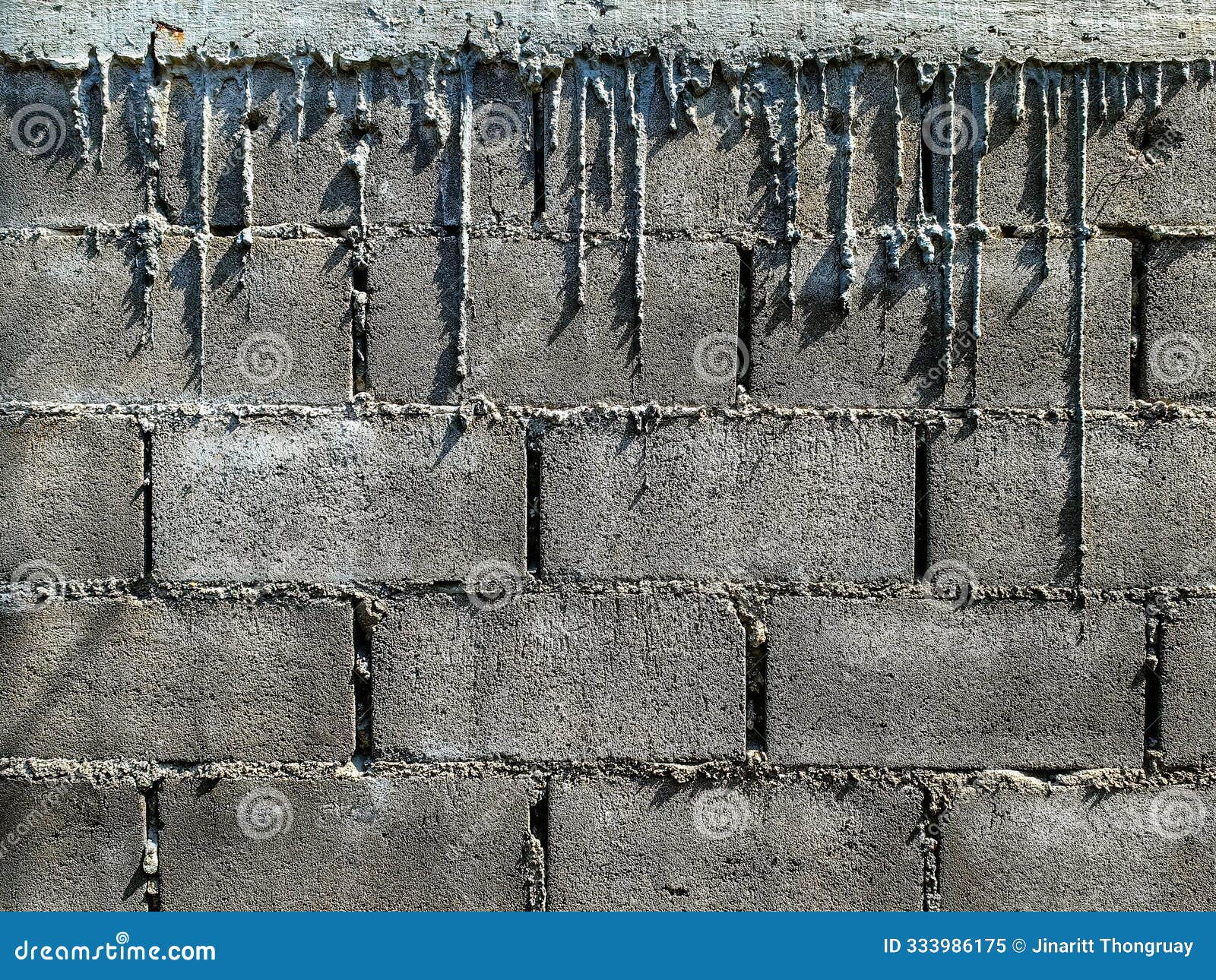 Dry Cement Drips on Bricks Wall. Mortar Dripping and Running Down the ...