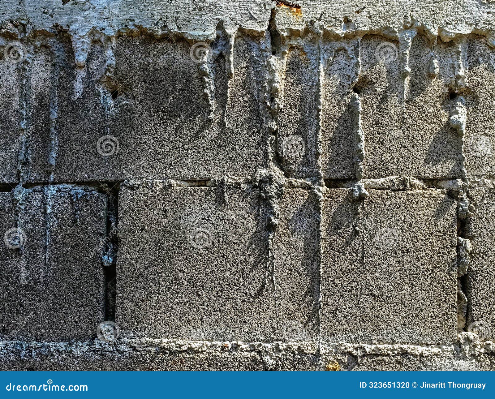 Dry Cement Drips on Bricks Wall. Mortar Dripping and Running Down the ...