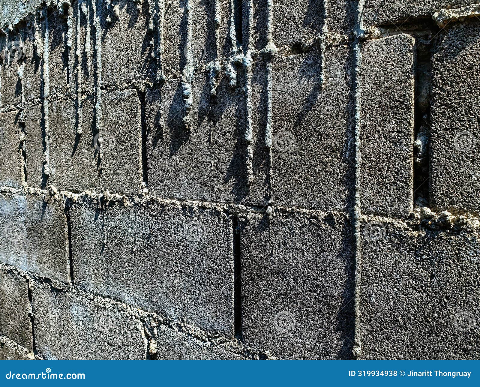 Dry Cement Drips on Bricks Wall. Mortar Dripping and Running Down the ...