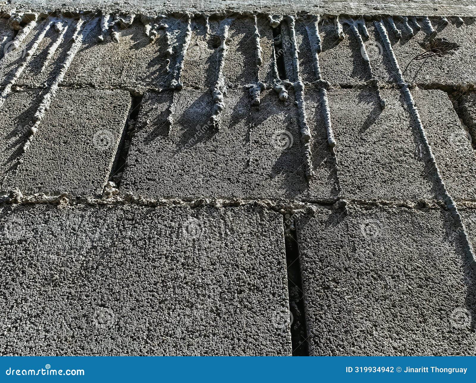 Dry Cement Drips on Bricks Wall. Mortar Dripping and Running Down the ...