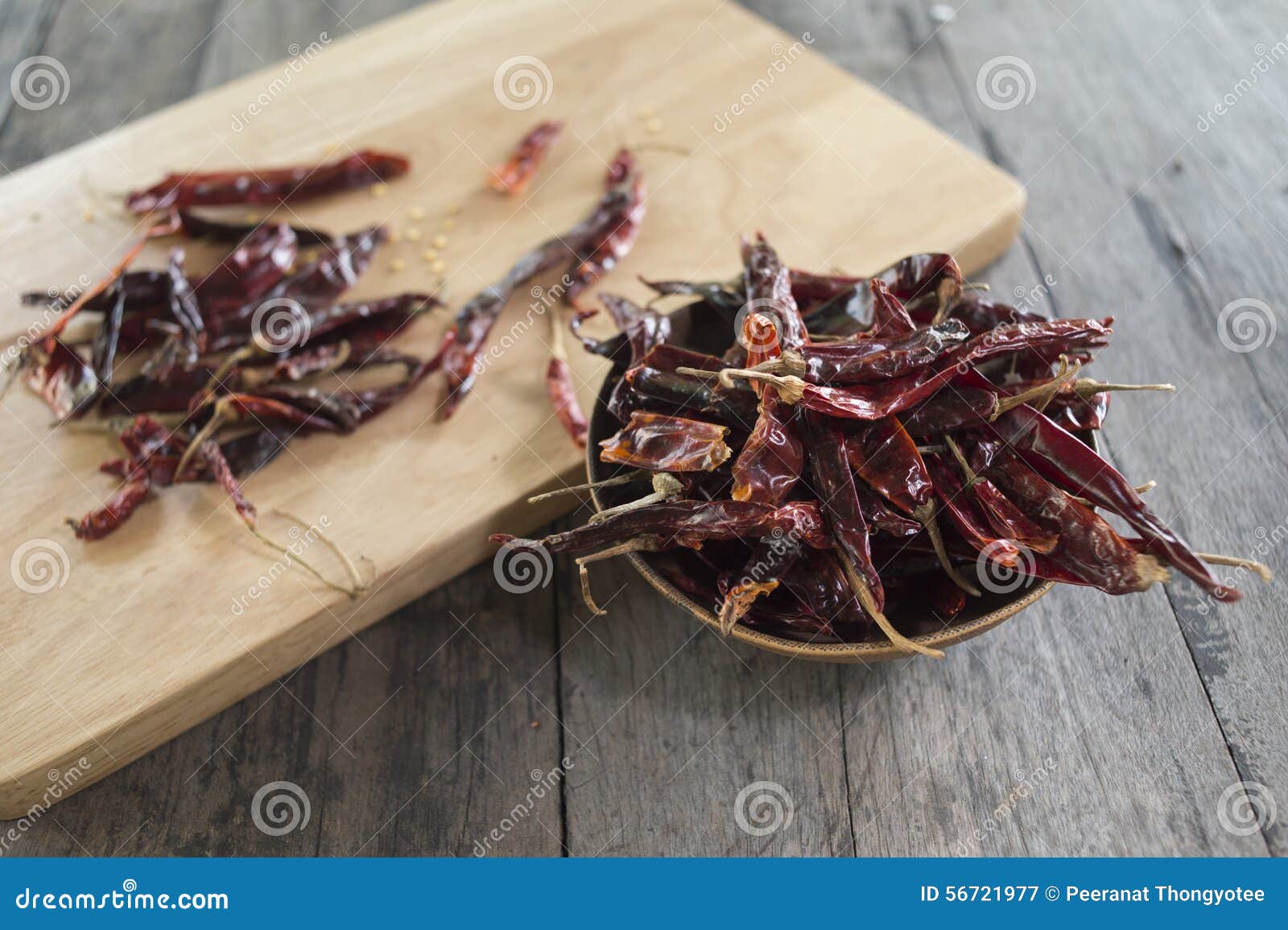 Dry Chili on wood table stock image. Image of natural - 56721977