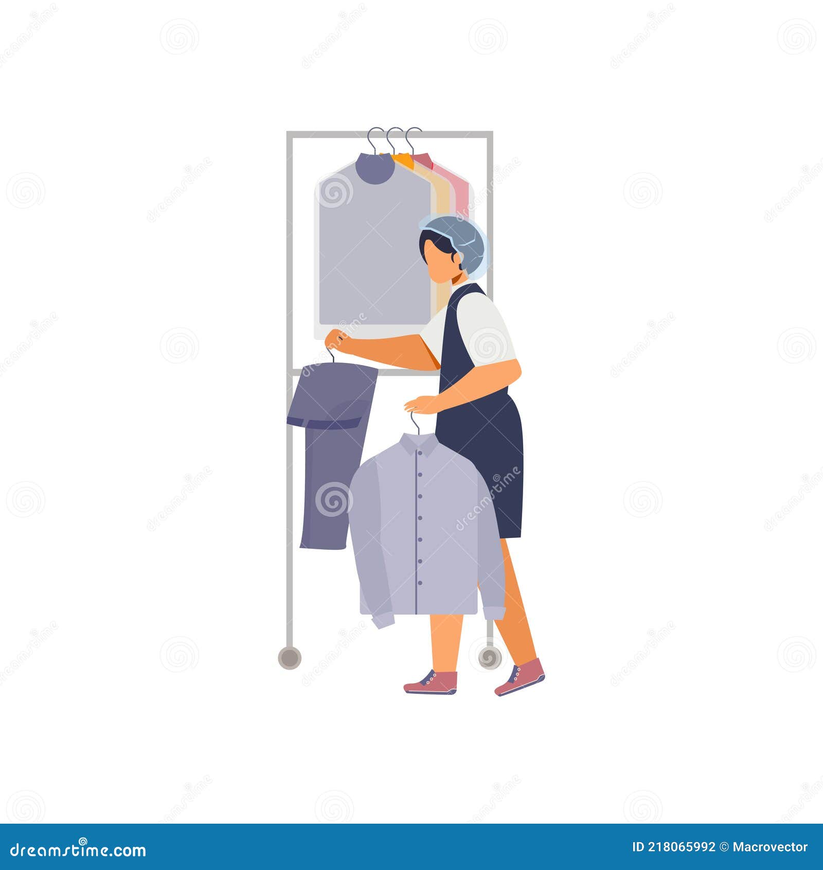 Dry Cleaner Flat Illustration Stock Vector - Illustration of hygiene ...