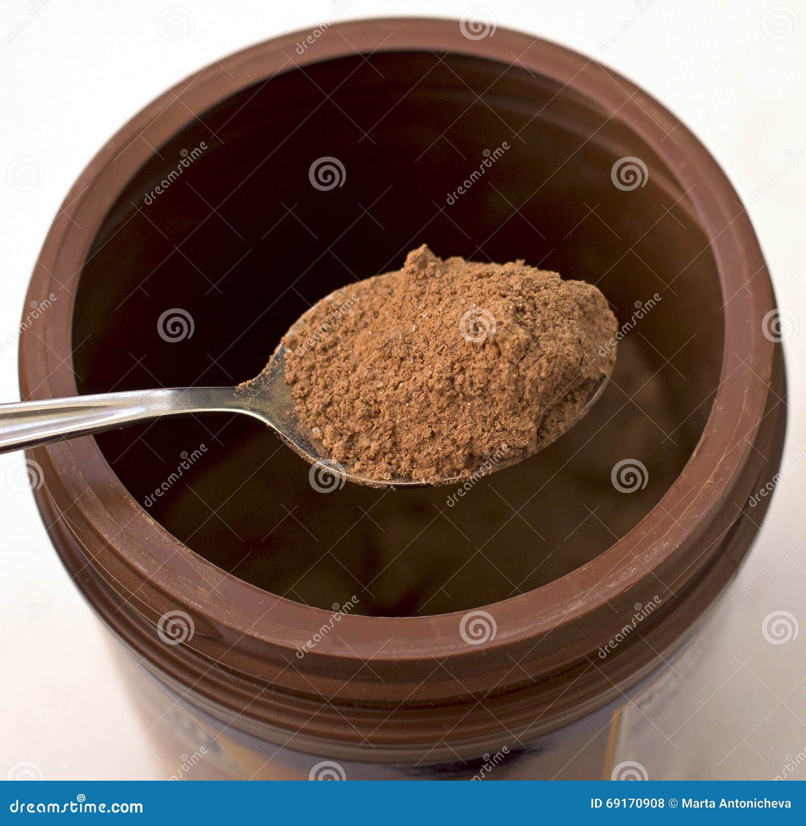 Dry Cocoa Powder on a Spoon Stock Photo - Image of chocolate, black ...