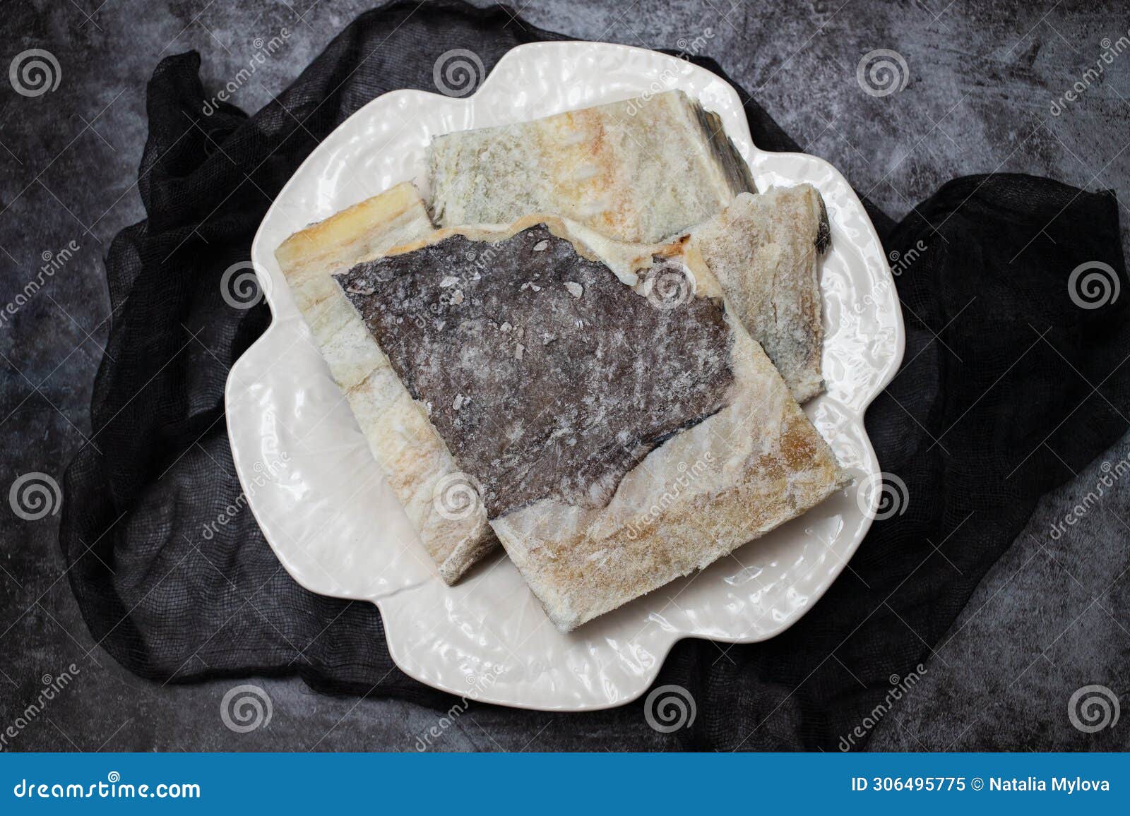 Dry Cod Fish on White Beautiful White Dish Stock Image - Image of ...