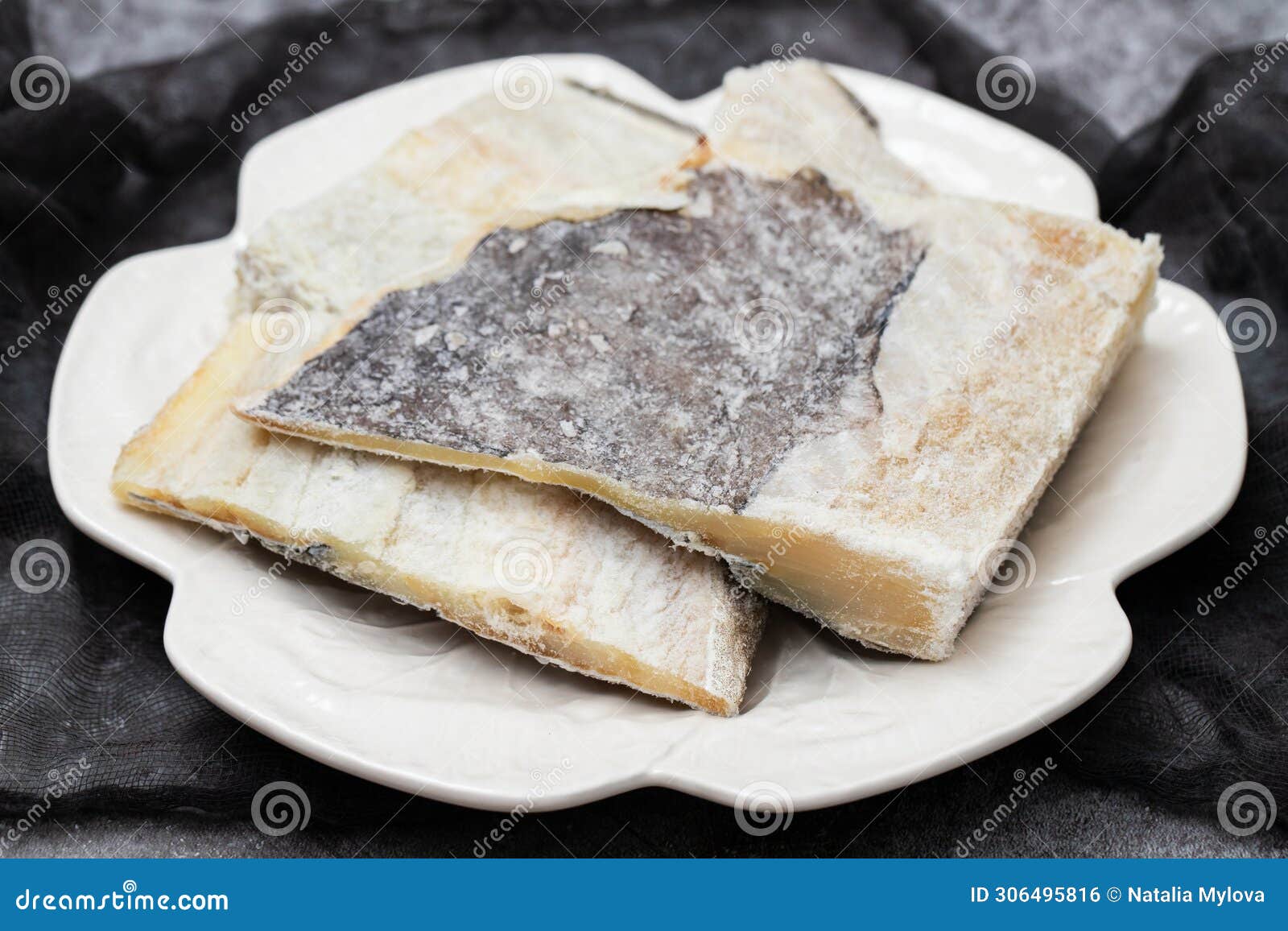 Dry Cod Fish on White Beautiful White Dish Stock Photo - Image of ...