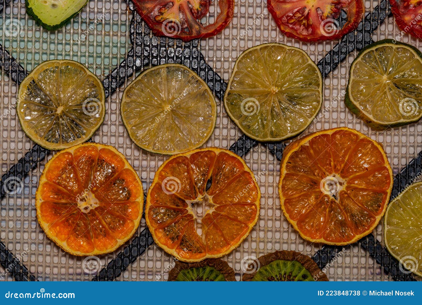 Dry Color Fruit and Vegetable on Color Table and Black Drying Net Stock ...