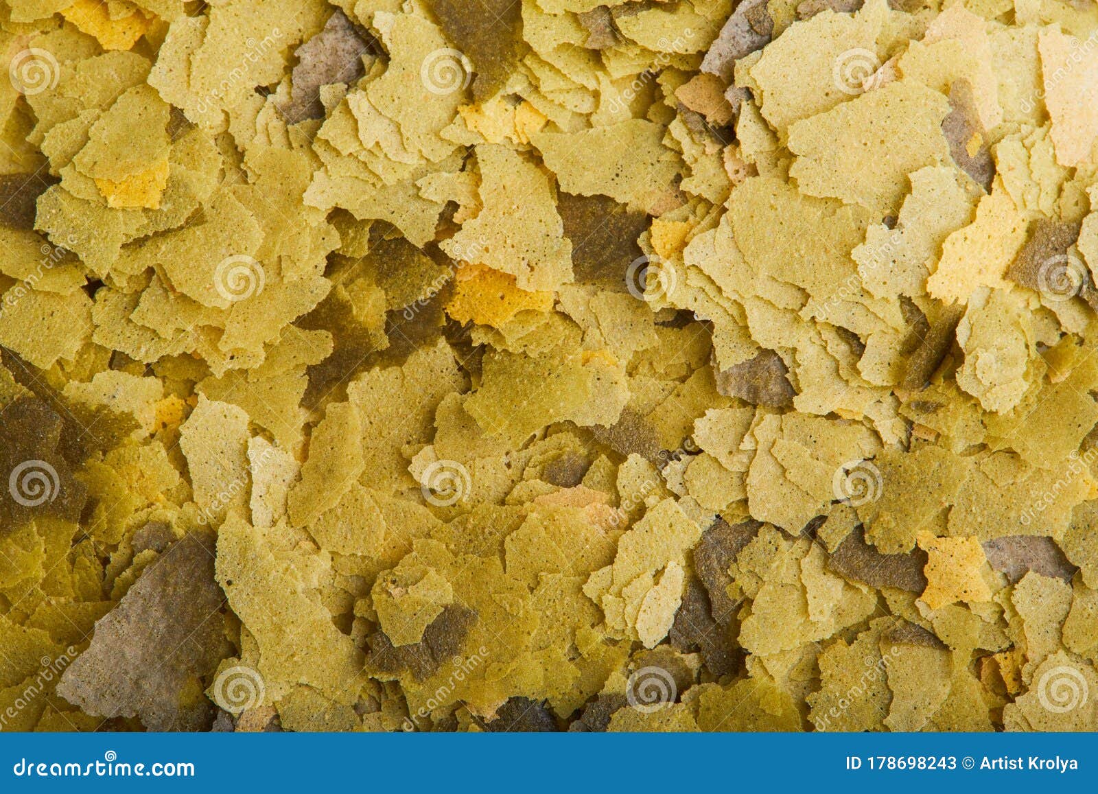 Dry Compound Fish Feed Flakes Background Stock Image - Image of grain ...