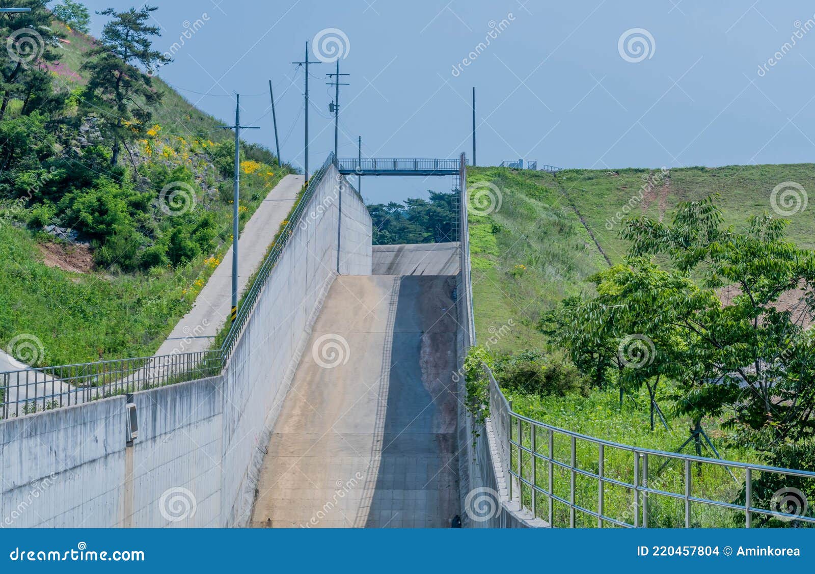 Dry Concrete Spillway on Rural Hillside Stock Photo - Image of daytime ...