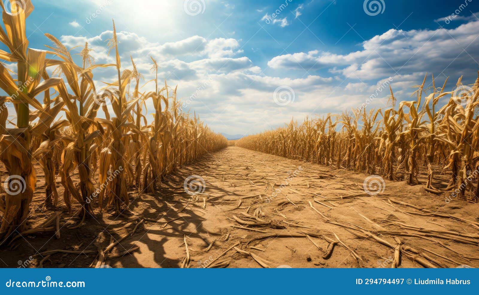 Dry and cracked corn field stock image. Image of corn - 294794497