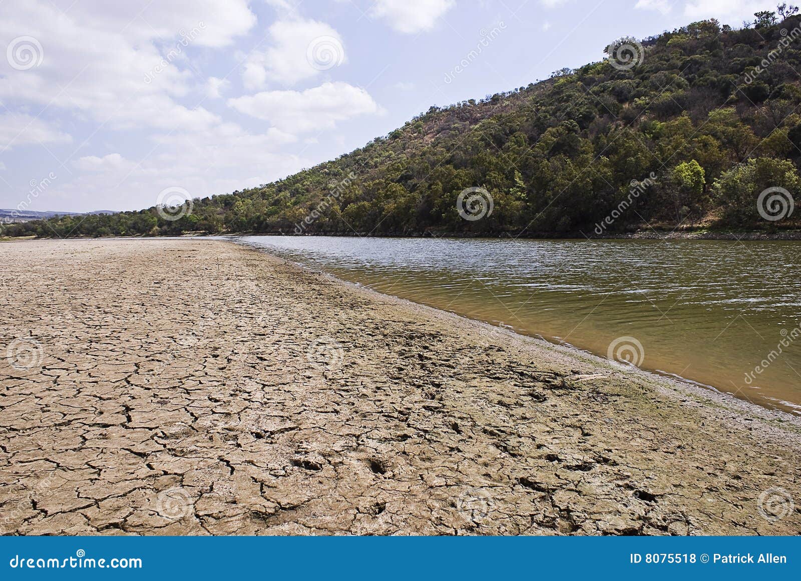 Dry Cracked Riverbed & River Stock Photo - Image of environment, lake ...