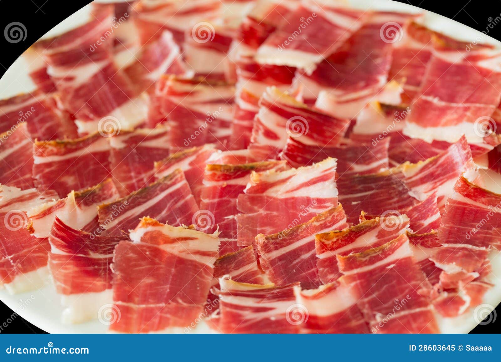 Dry-cured ham slices stock image. Image of angle, meat - 28603645