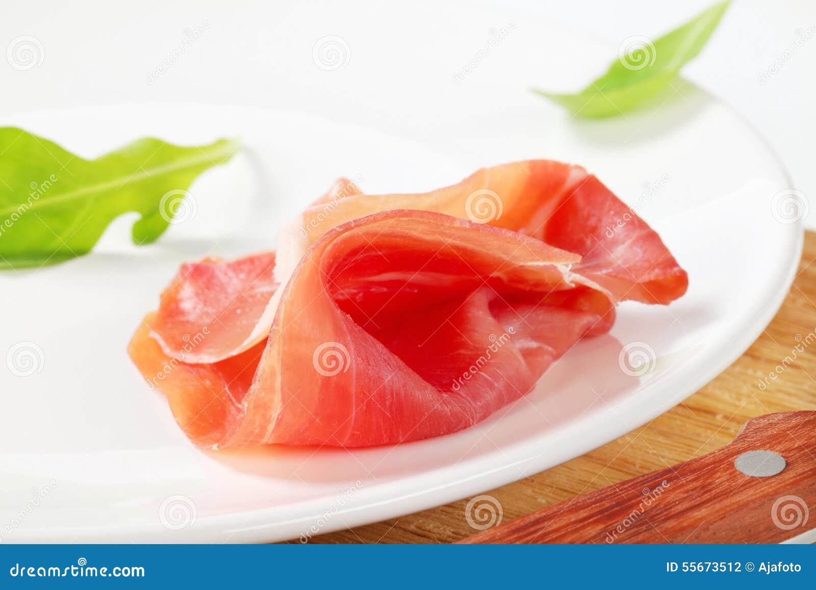 Dry-cured ham stock photo. Image of fresh, slices, leaves - 55673512