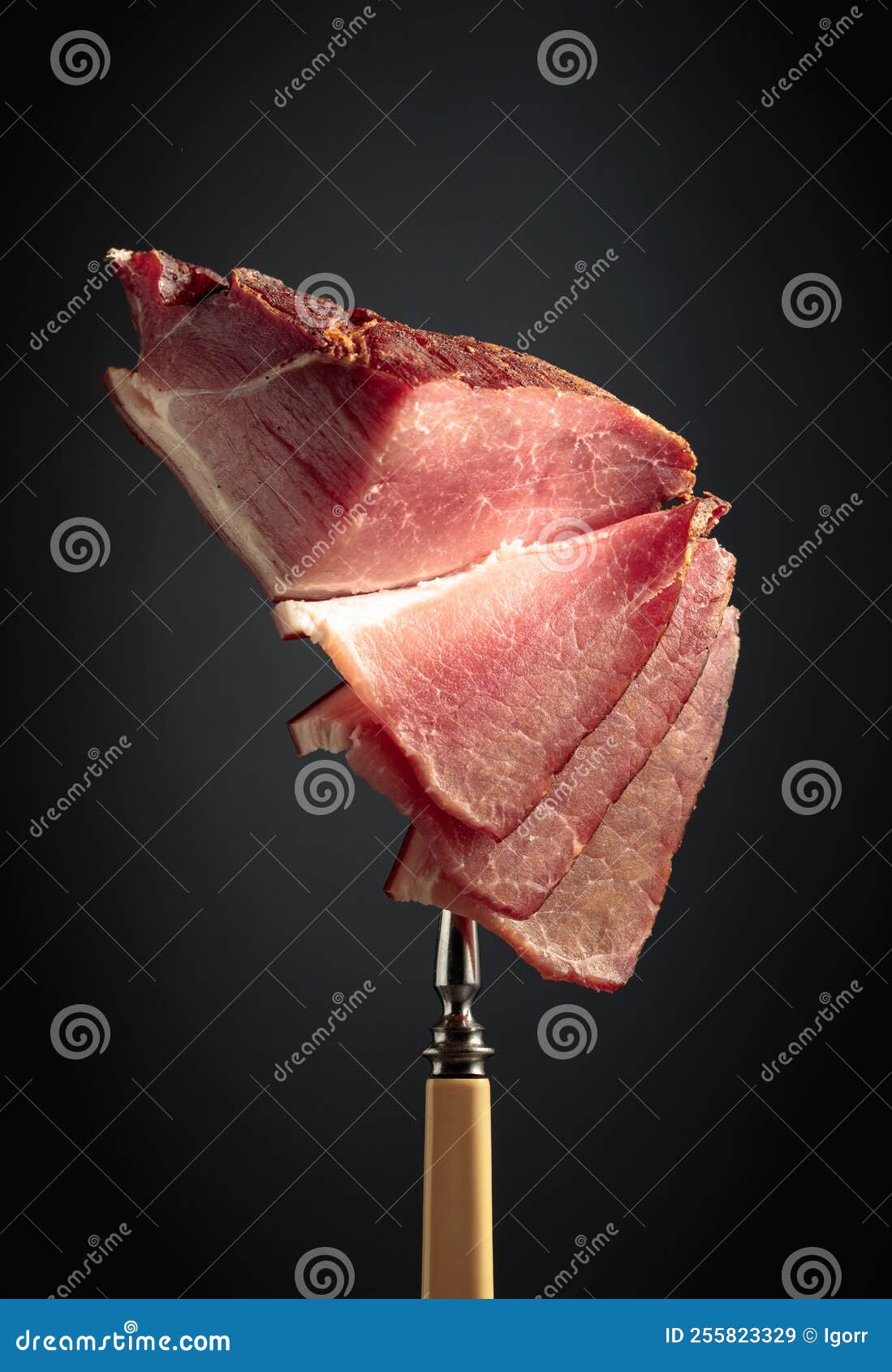 Dry-cured Pork Fillet on a Fork Stock Image - Image of gourmet, food ...