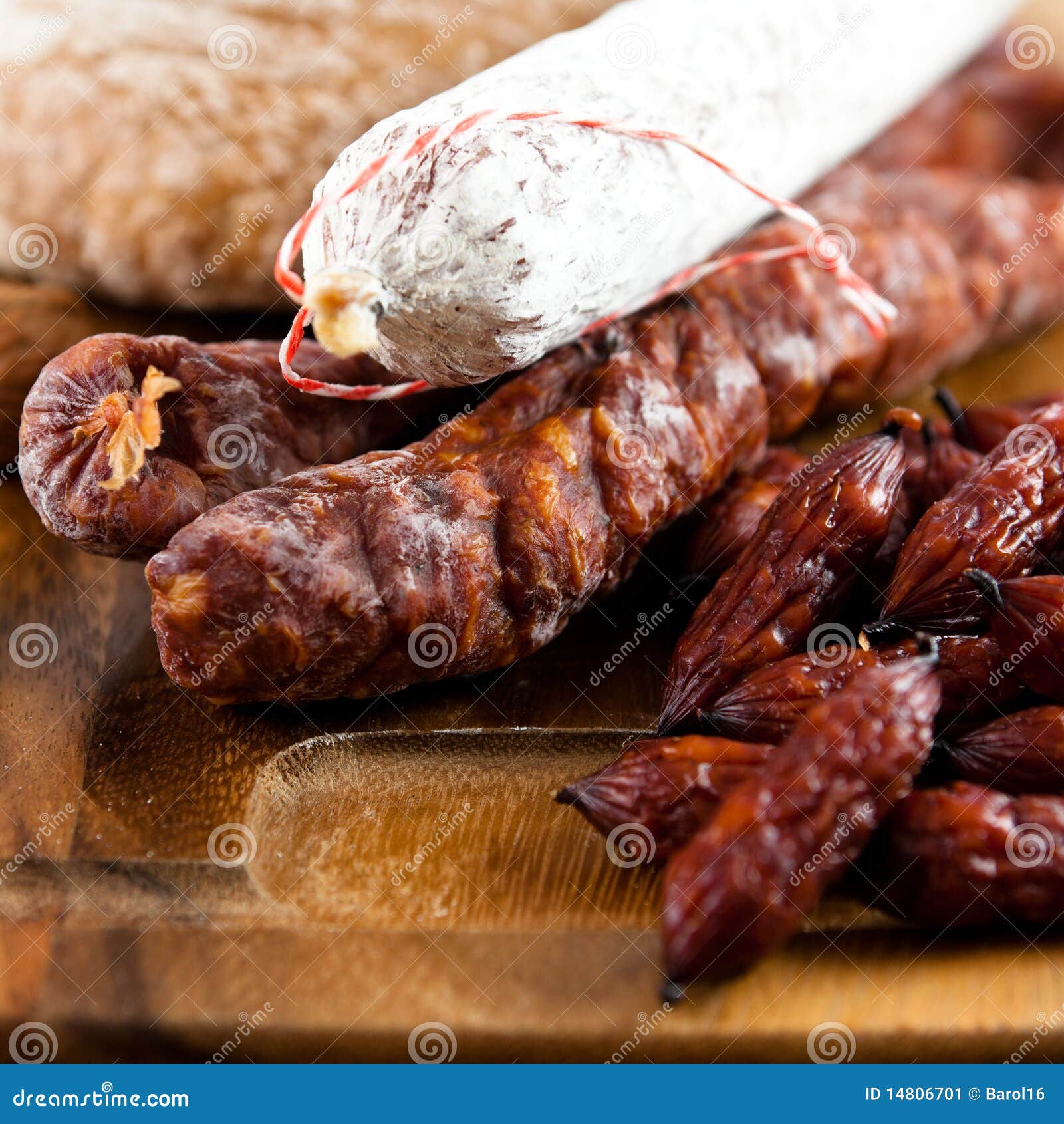 Dry cured sausages stock image. Image of basil, food - 14806701
