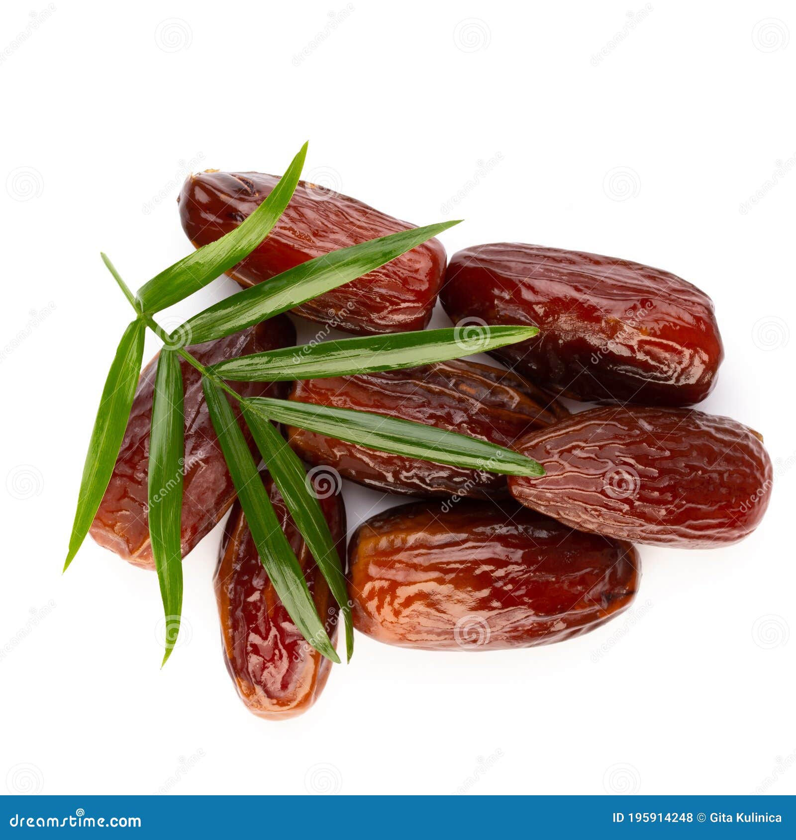 Dry Dates Isolated on White Background. Top View Stock Photo - Image of ...