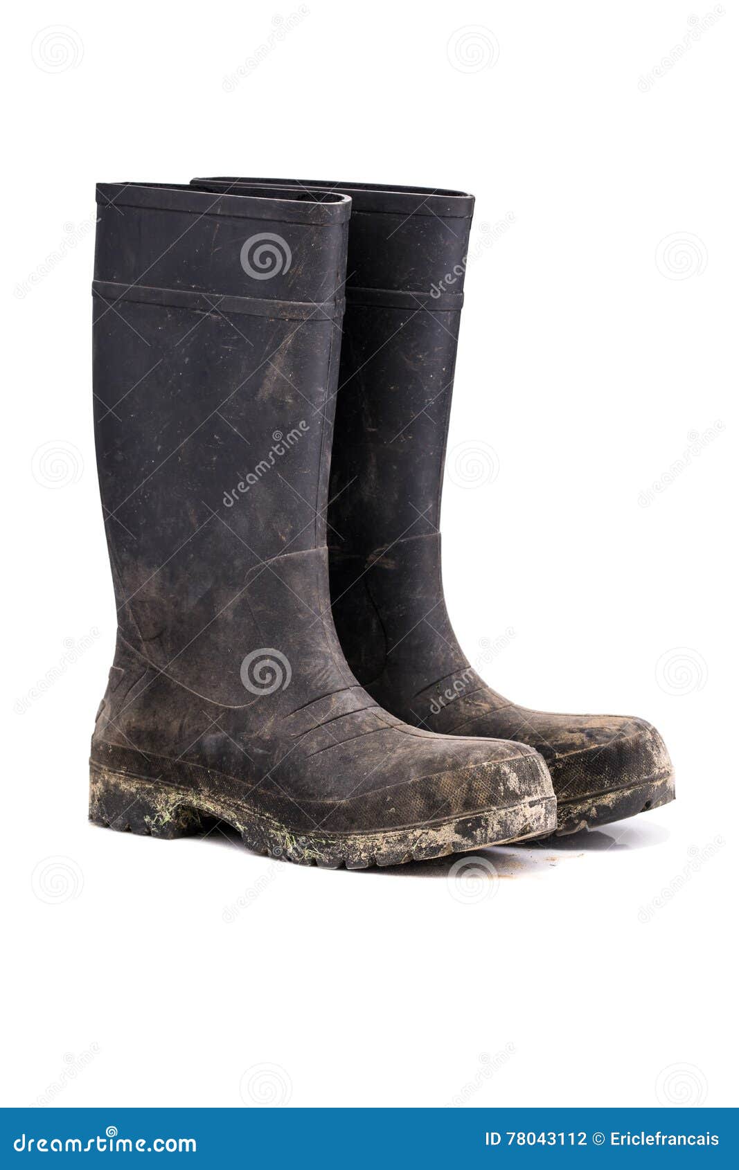 Dry Dirty Mud Boots Isolated on White 3/4 View Stock Photo - Image of ...
