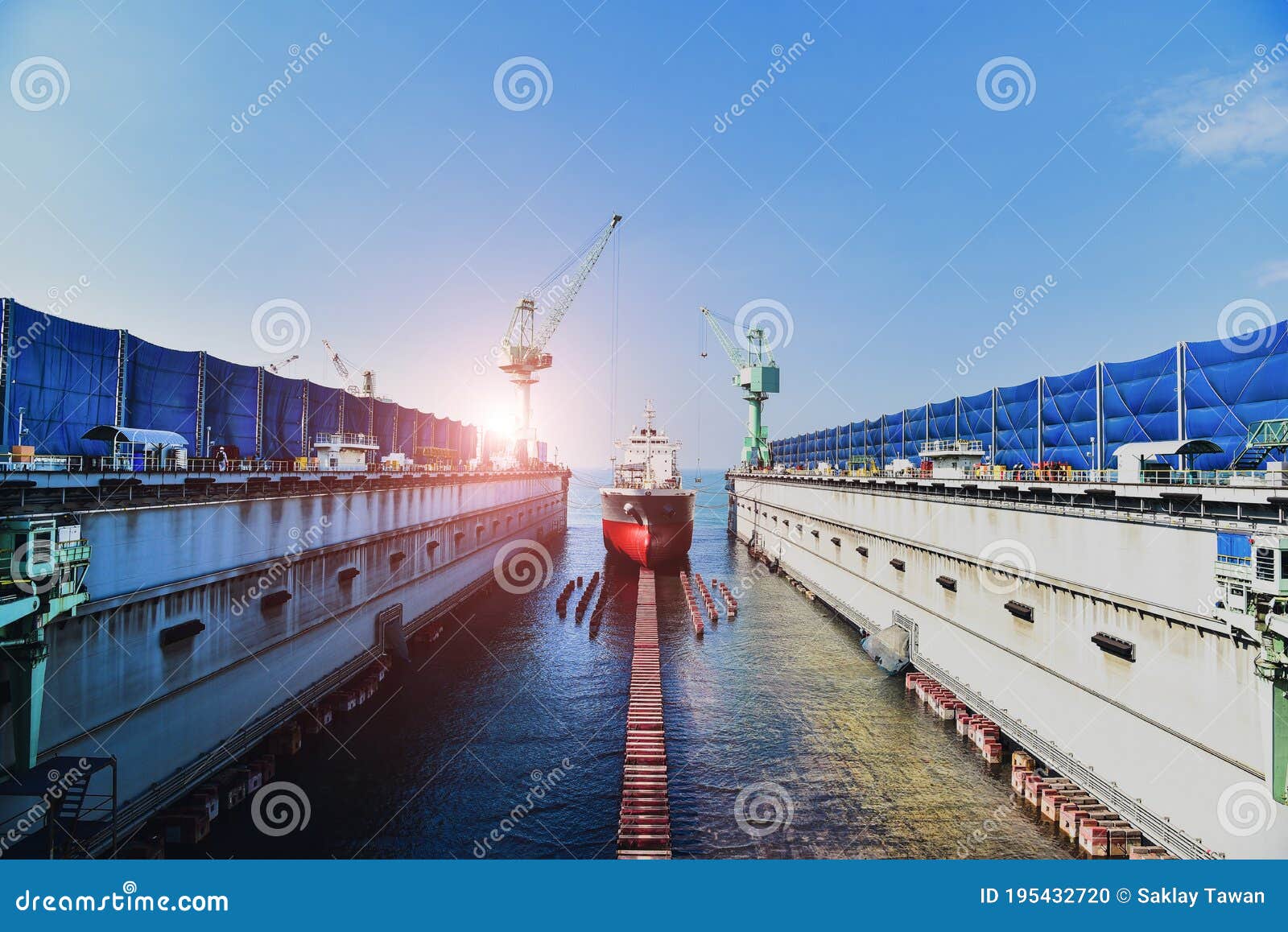 Cargo Ship Maintenance and Repair in Shipyard Stock Photo - Image of ...