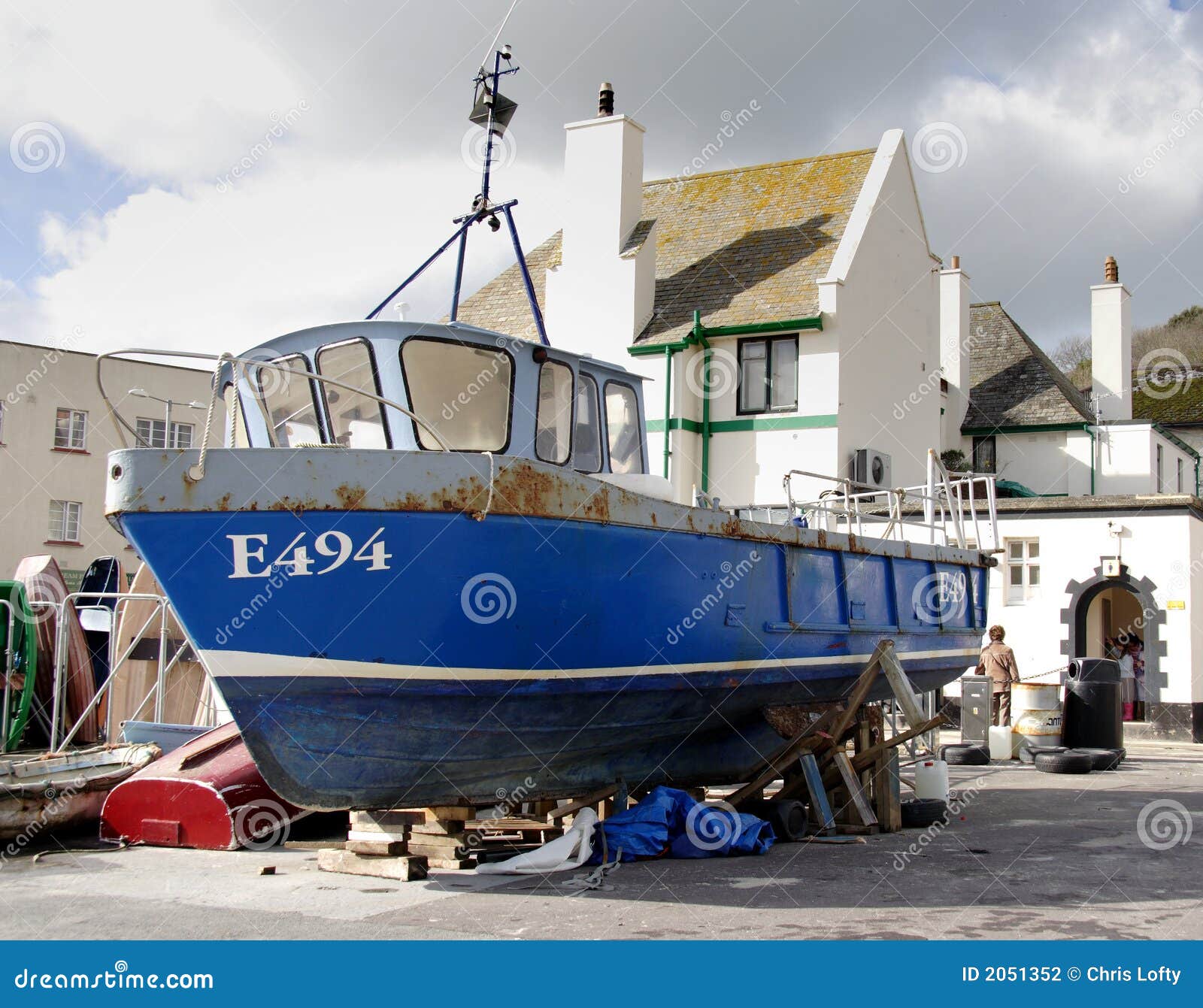 Dry Docked Boat stock photo. Image of buildings, dock - 2051352