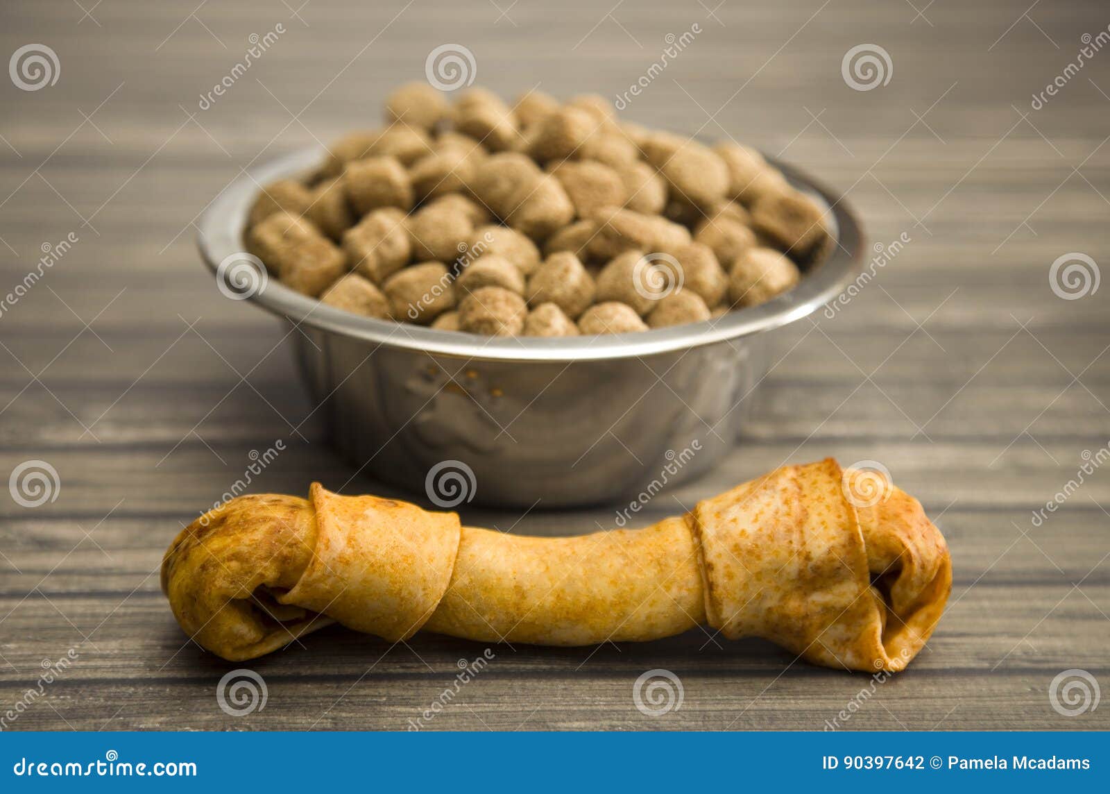 Dry Dog Food and Bone stock photo. Image of chew, bone - 90397642