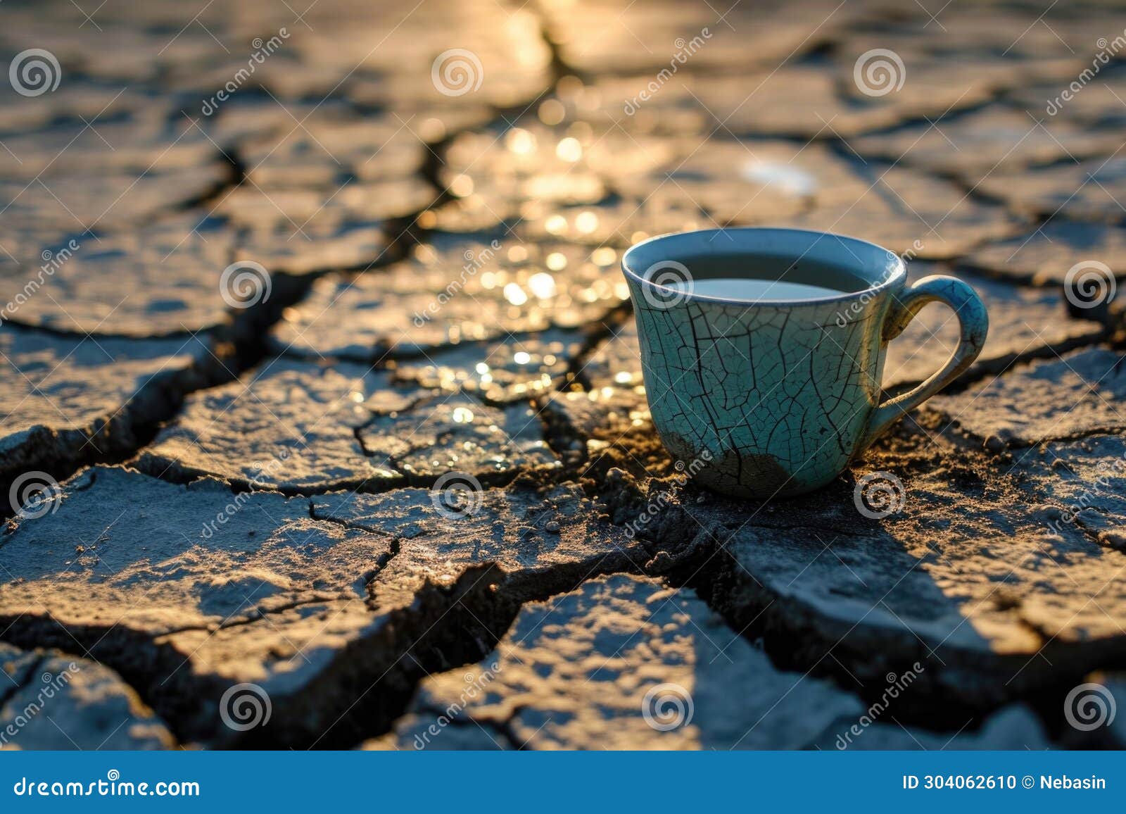 Dry Earth with a Cup of Water, Representing Thirst and Dehydration ...