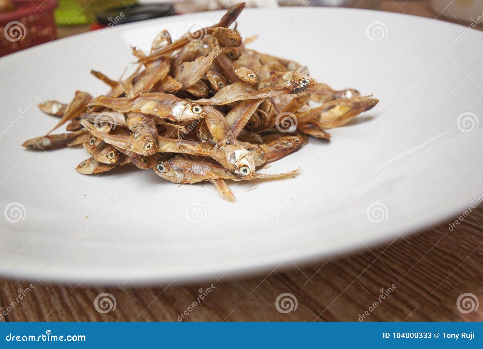 Dry fish on dish stock image. Image of template, design - 104000333