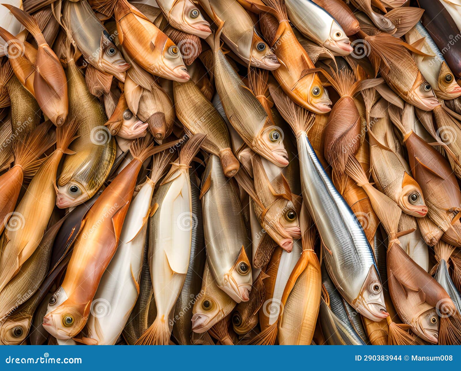 Dry fish in the market stock illustration. Illustration of closeup ...