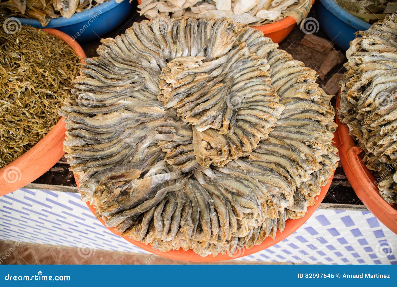 Dry fish stall market stock photo. Image of selling, bags - 82997646
