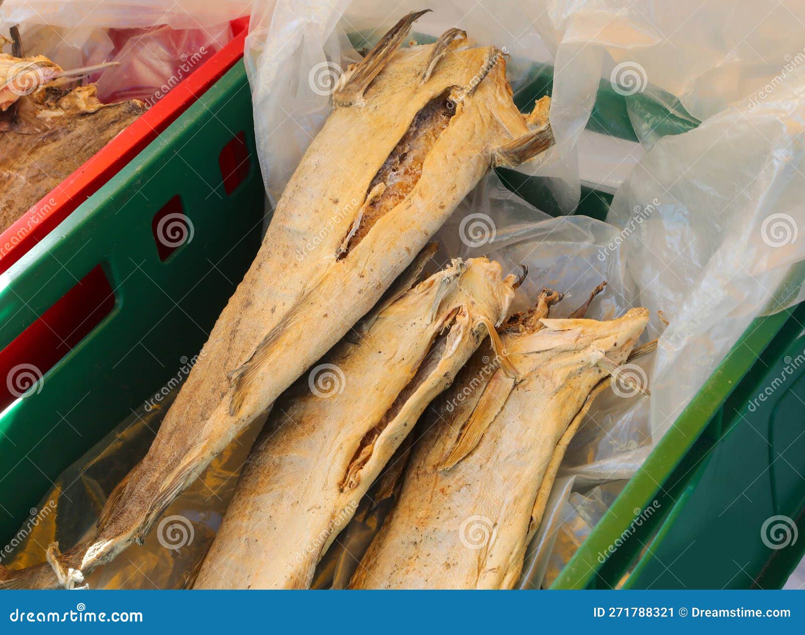 Dry Fish Stockfish Cod for Sale in the Stall in Europe Stock Image ...