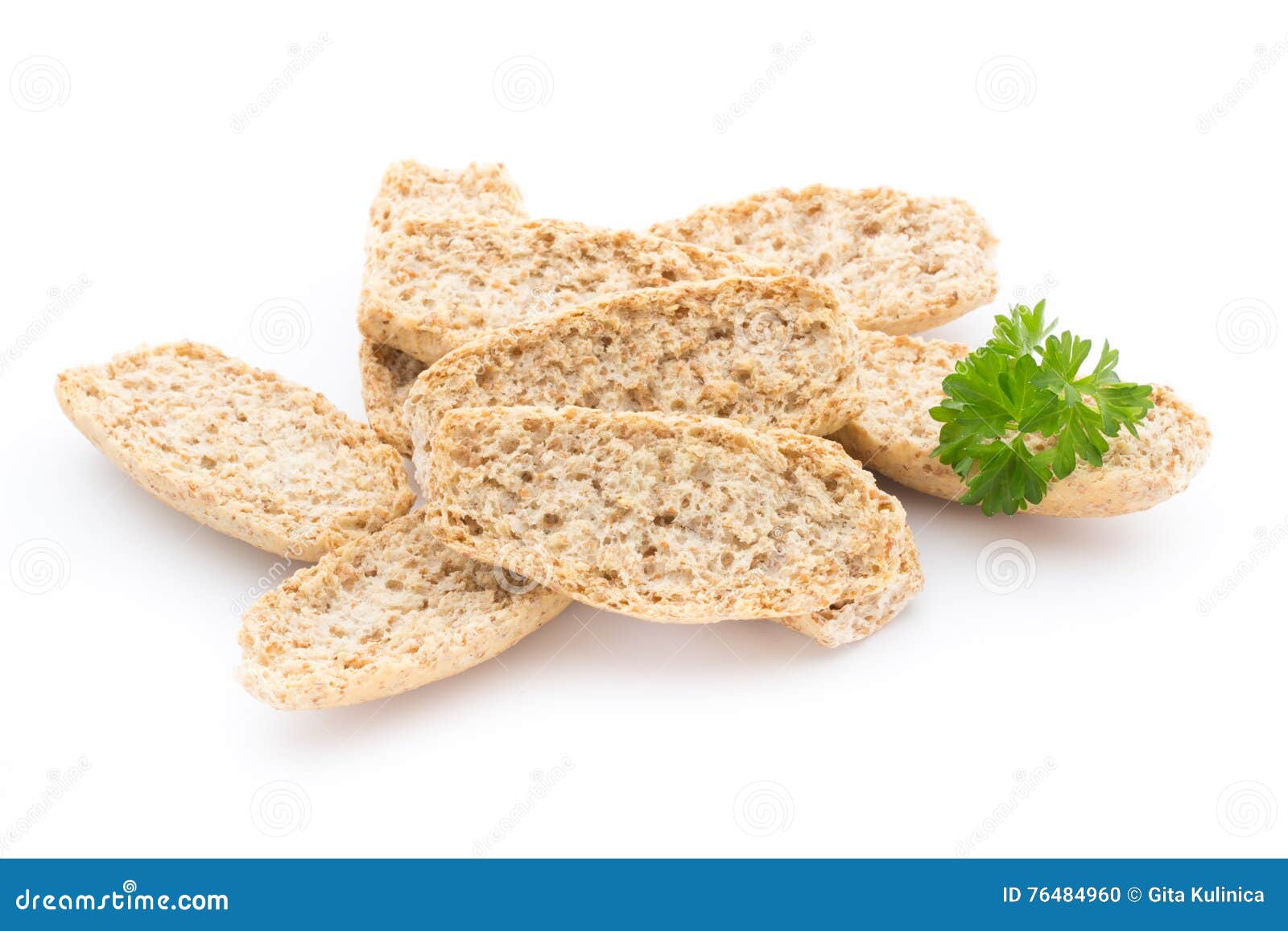 Dry Flat Bread Crisps with Herbs on a White Background. Stock Photo ...
