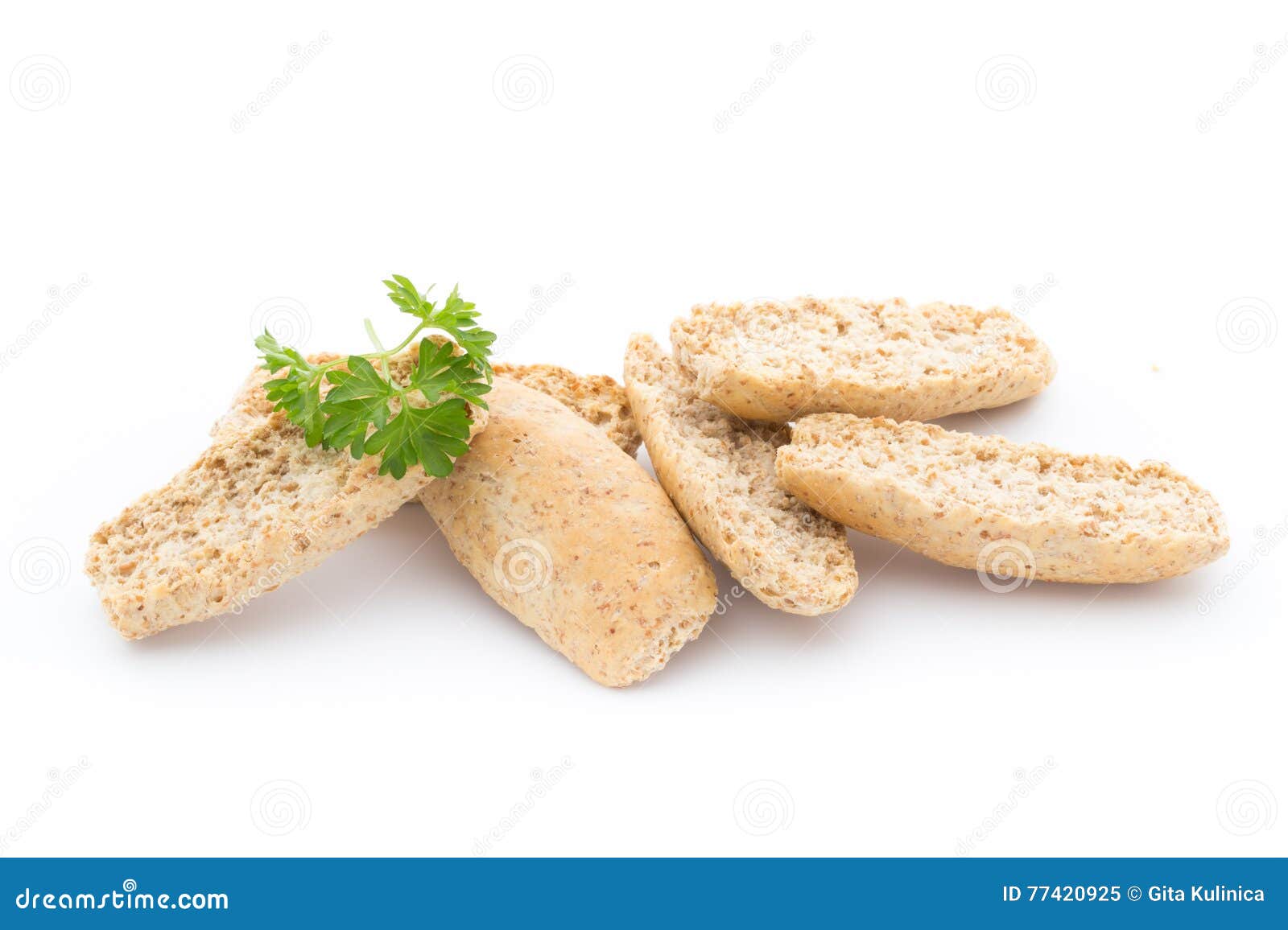 Dry Flat Bread Crisps with Herbs on a White Background. Stock Image ...