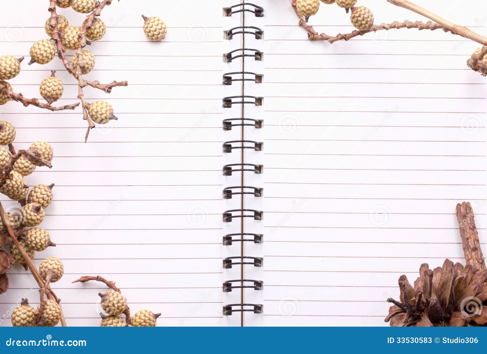 Dry Flowers Frame on Spiral Bound Notebook Stock Image - Image of ...