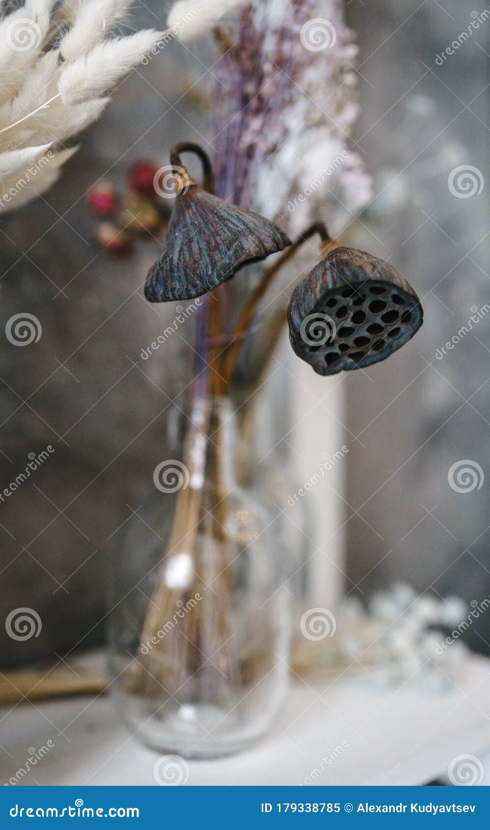 Dry Flowers in the Interior, Bouquets of Dried Flowers Stock Image ...