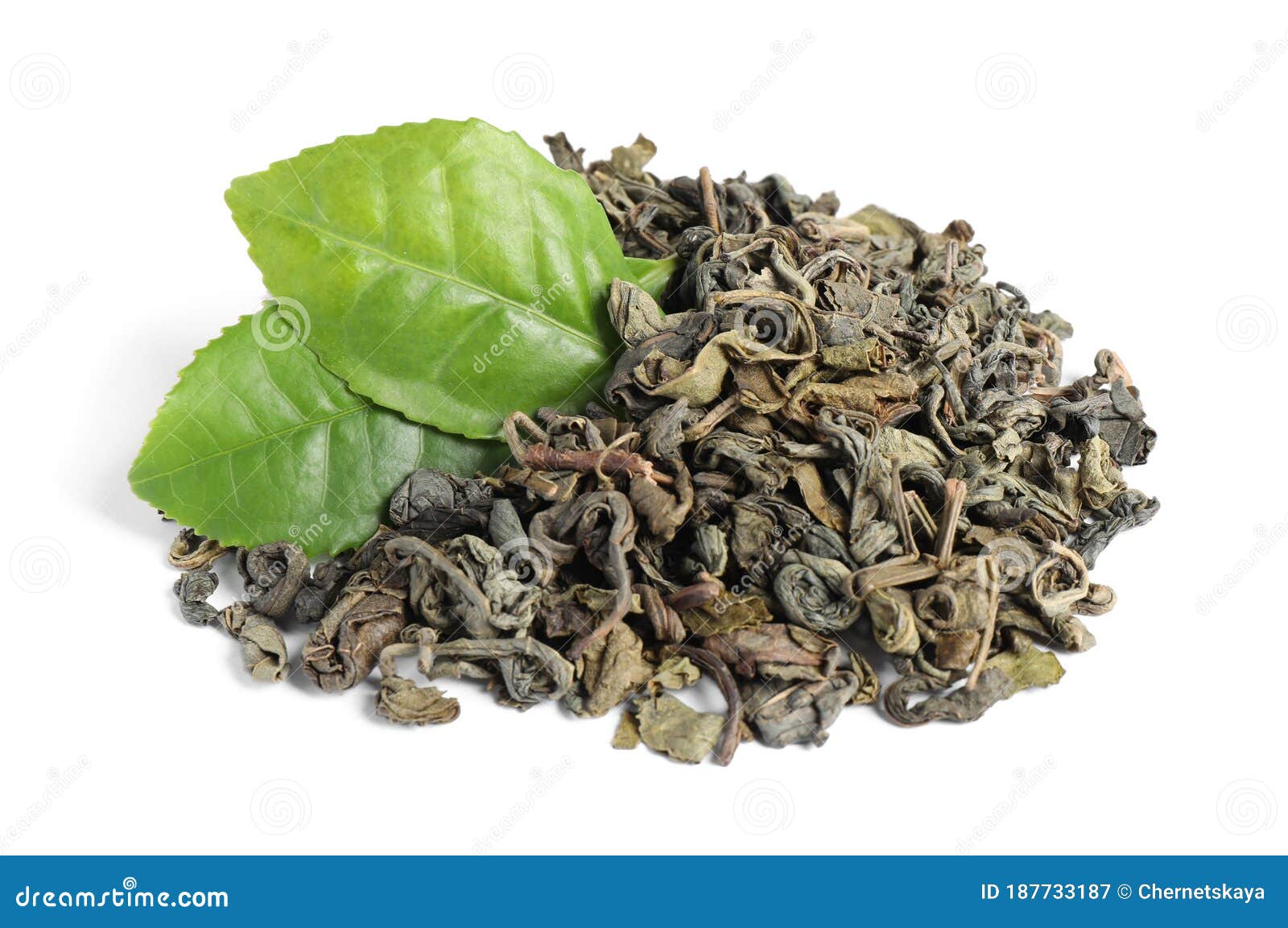 Dry and Fresh Tea Leaves Isolated Stock Image - Image of nature ...