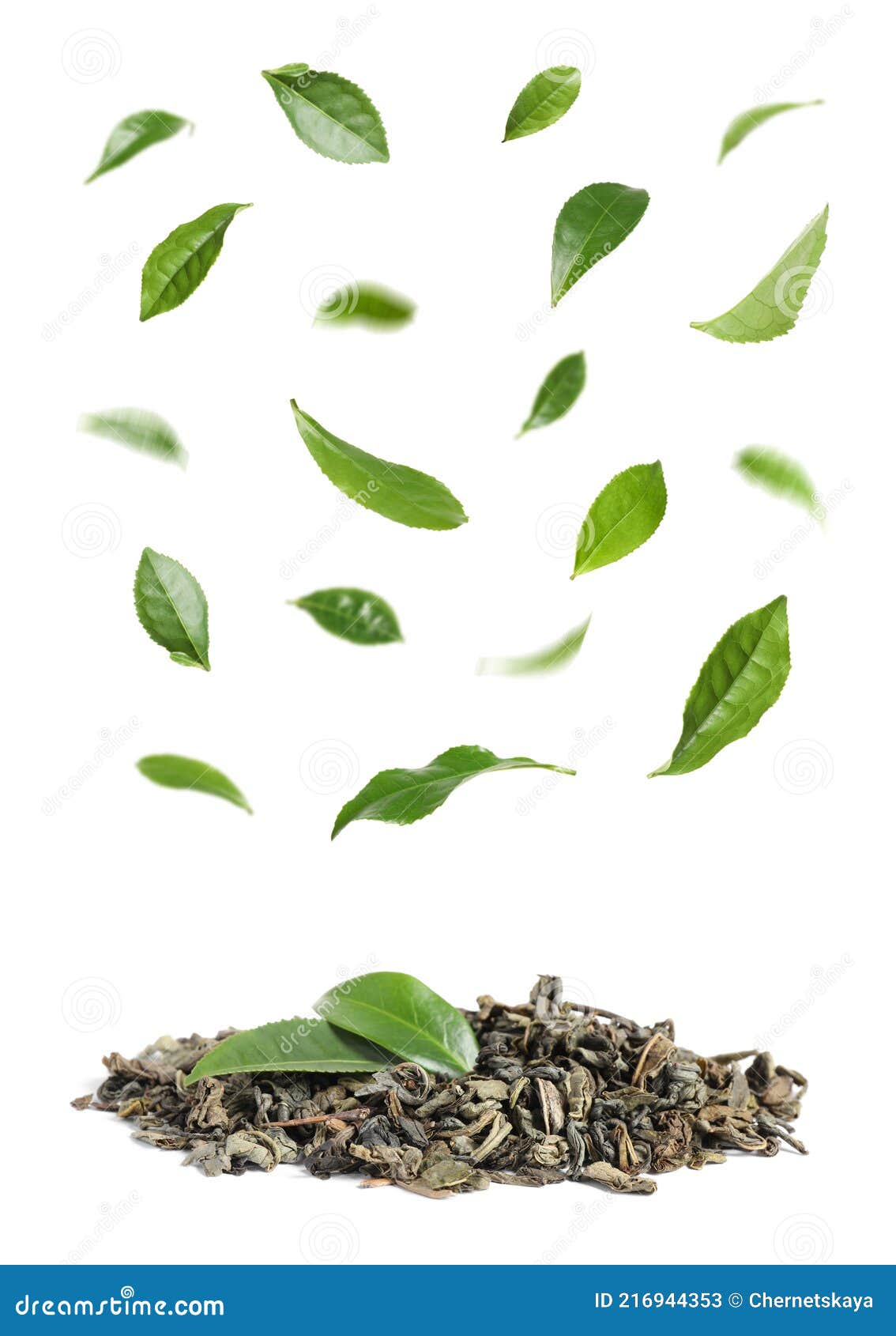 Dry and Fresh Tea Leaves on White Background Stock Image - Image of ...