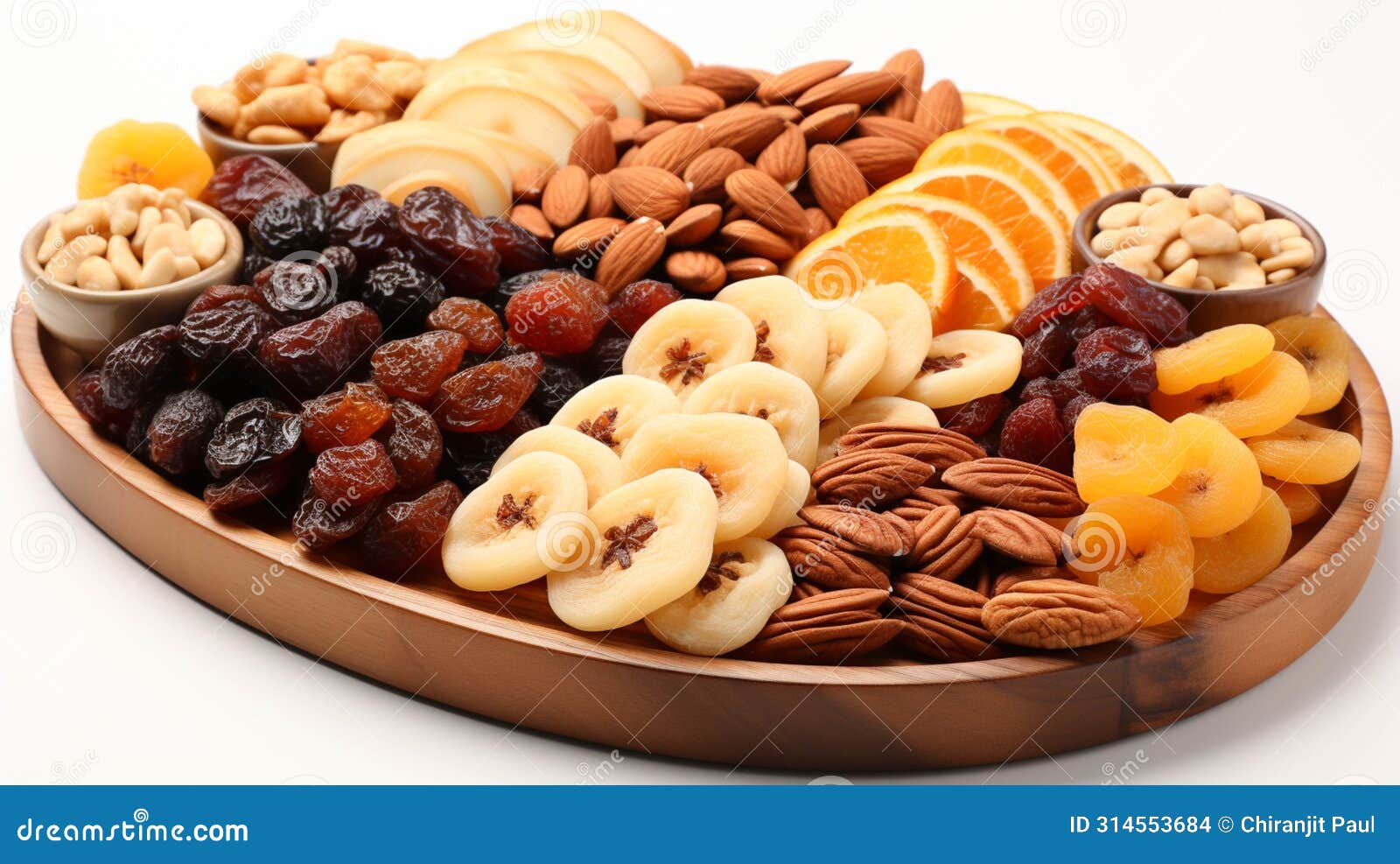 Dry Fruit Tray Isolated on White Background Stock Photo - Image of ...