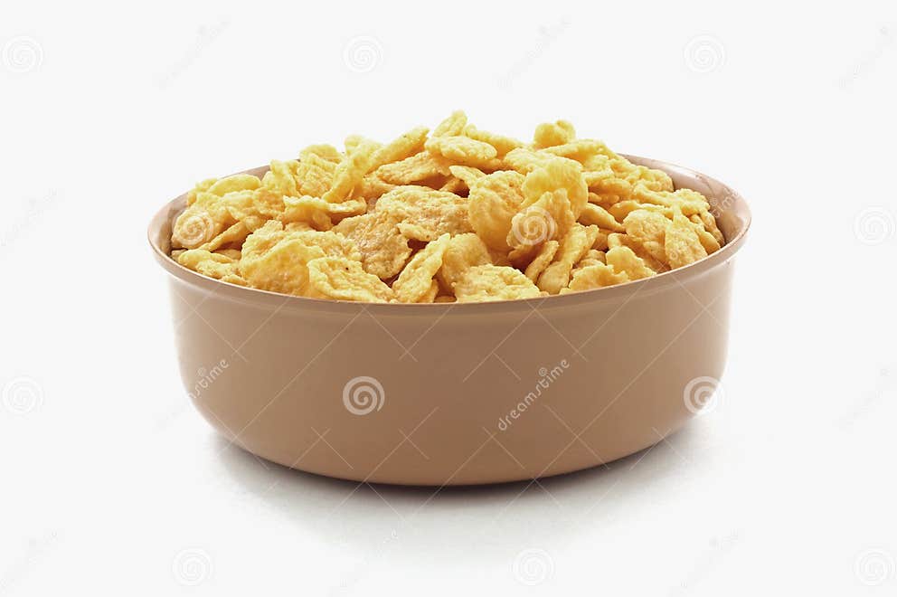 Dry Generic Corn Flakes in Bowl Stock Photo - Image of serving ...