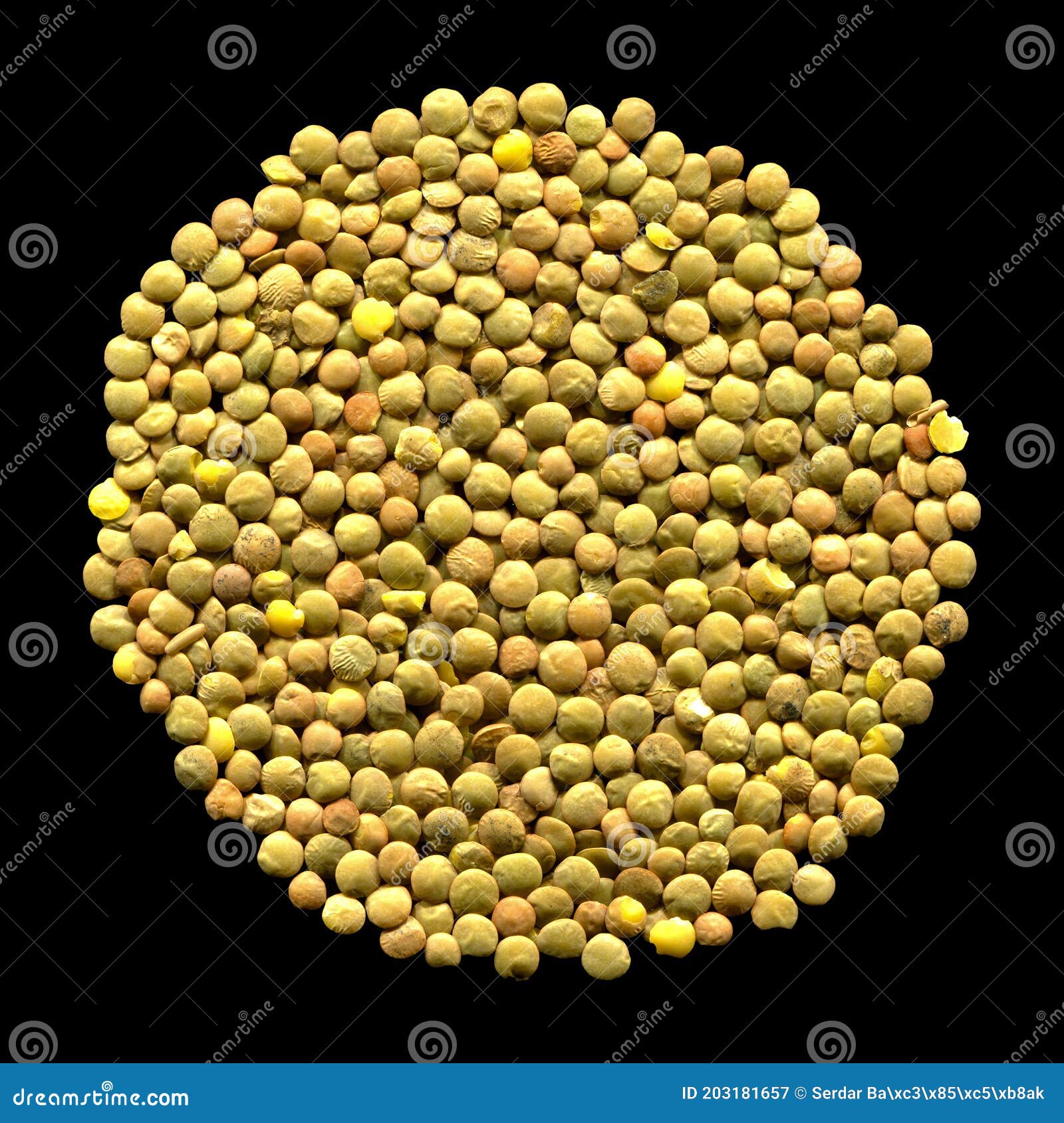 Green Lentil Grains Isolated on Black Background Stock Image - Image of ...