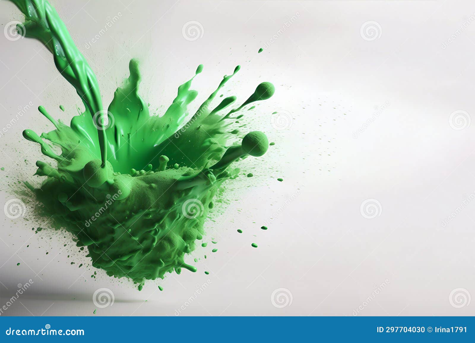 Dry Green Paints in the Air. Splashes on a White Background Stock ...