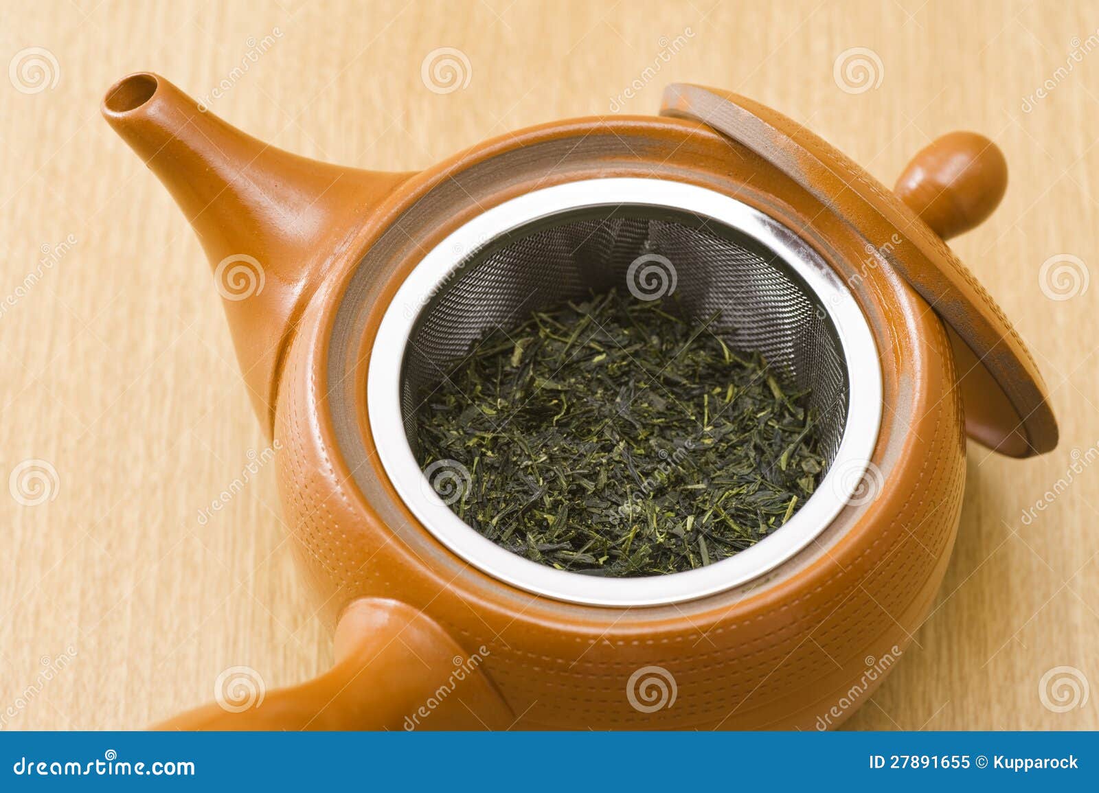 Dry green tea and pot stock image. Image of healthy, green - 27891655