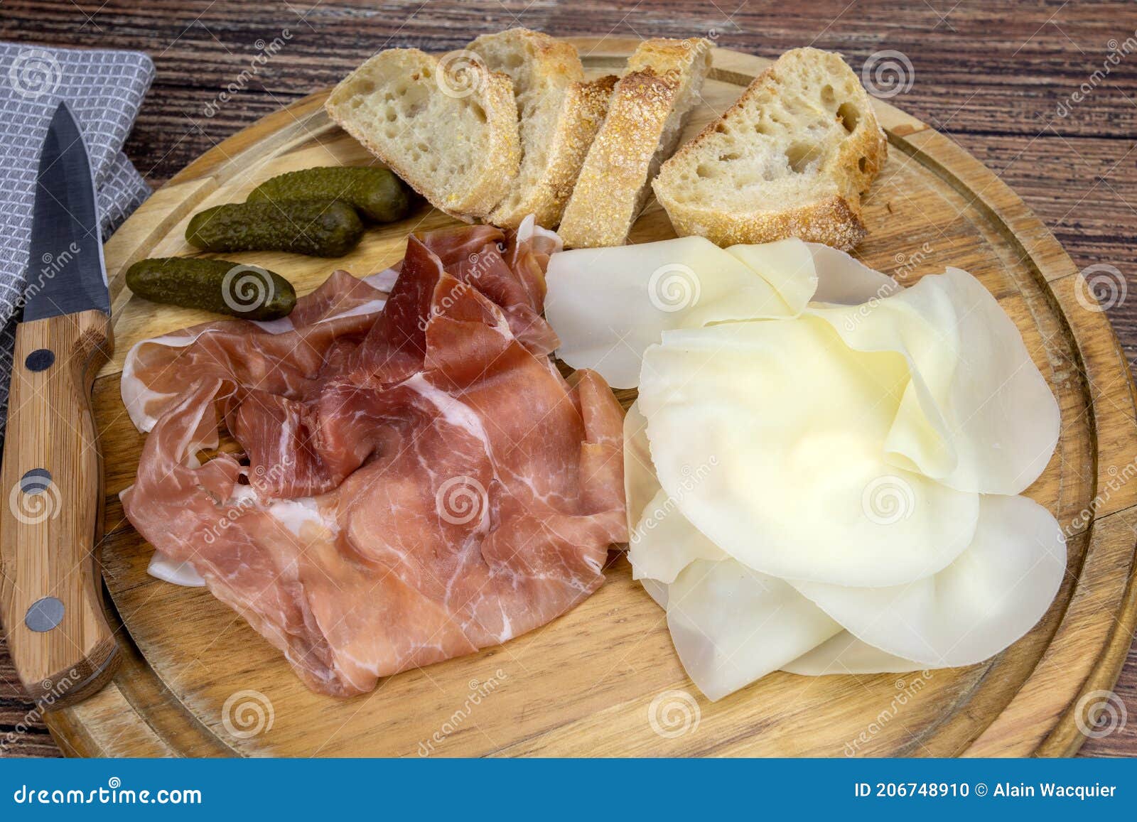 Dry ham and cheese platter stock photo. Image of plate - 206748910