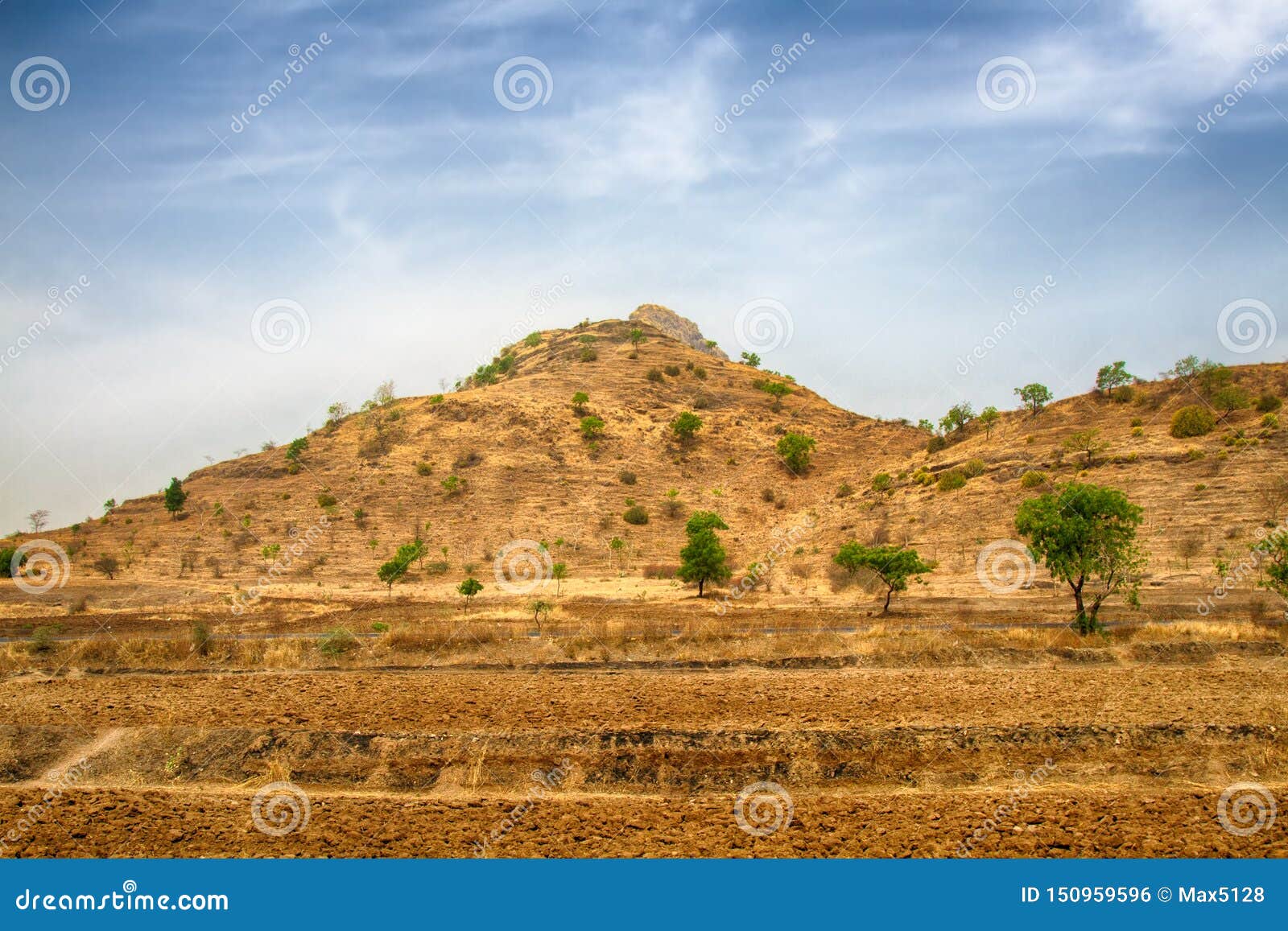 Dry Hills and Fields in the Area of the Deccan Plateau Stock Photo ...